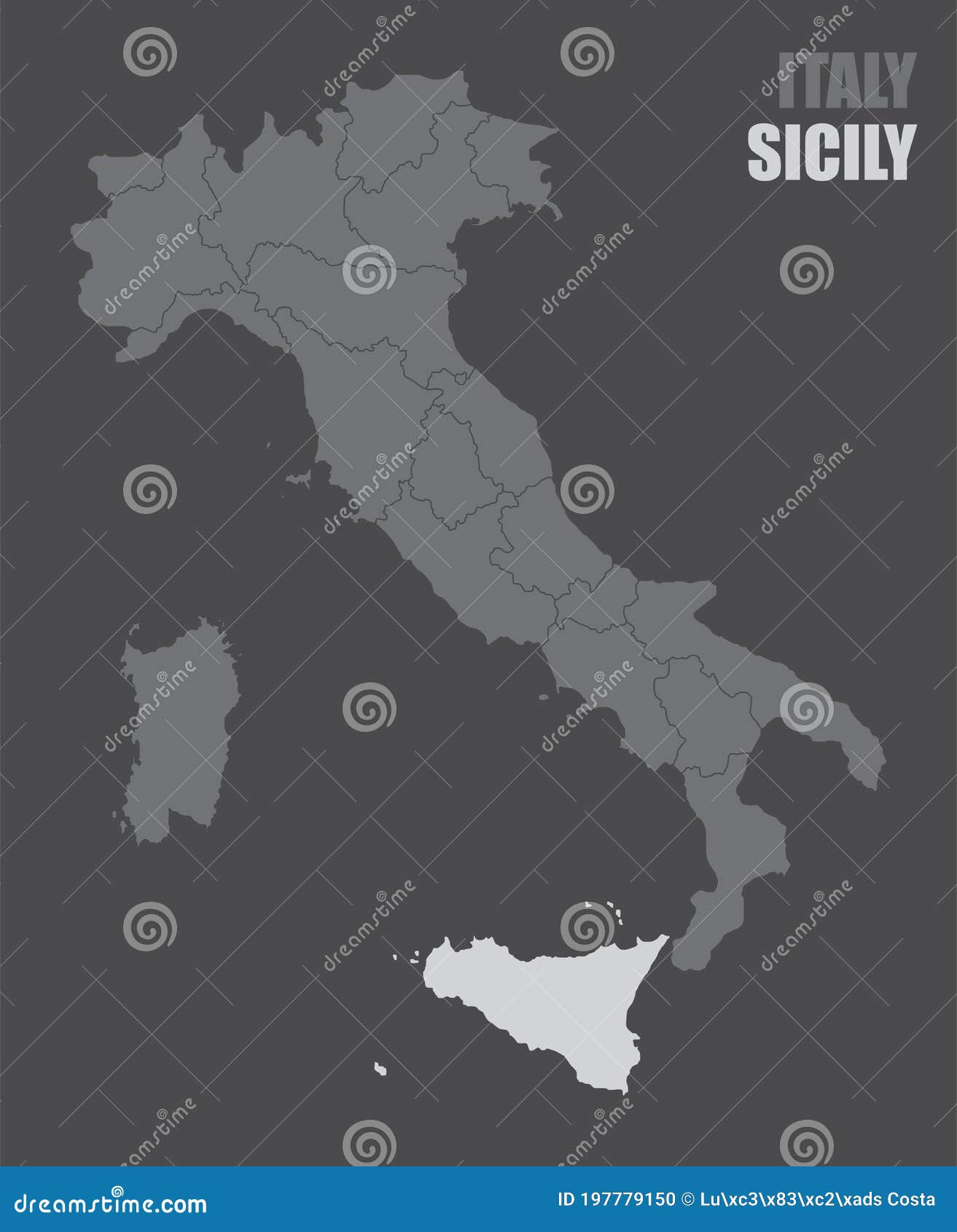 Italy Sicily Map Vector Illustration | CartoonDealer.com #197779150