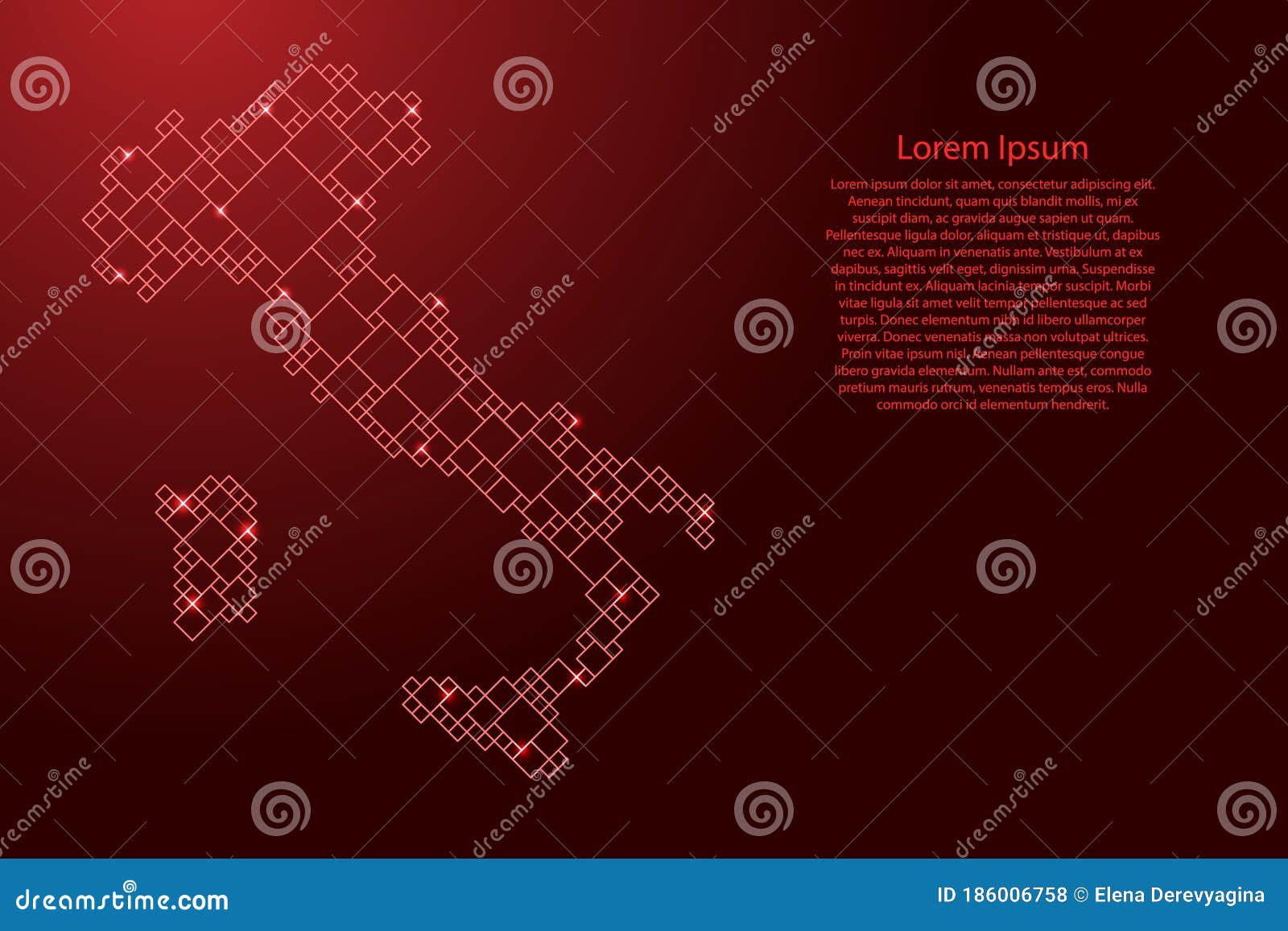 Italy Map from Red Pattern from a Grid of Squares of Different Sizes ...