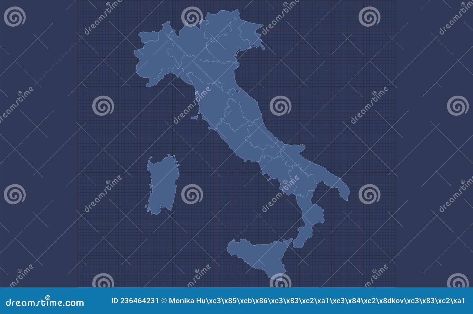 Italy Map, Separate Regions, Infographics Blue Flat Design Blank Stock ...