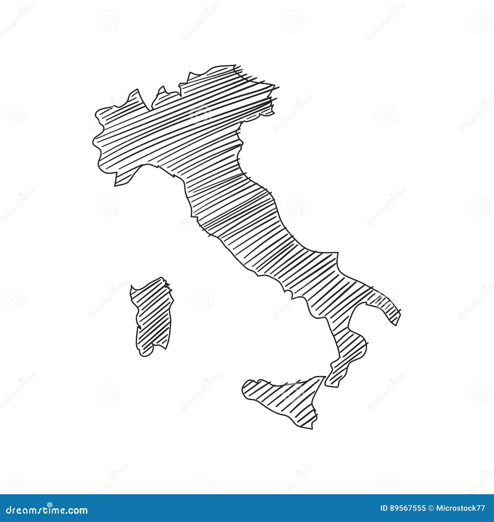 Italy map sketch stock vector. Illustration of realistic - 89567555