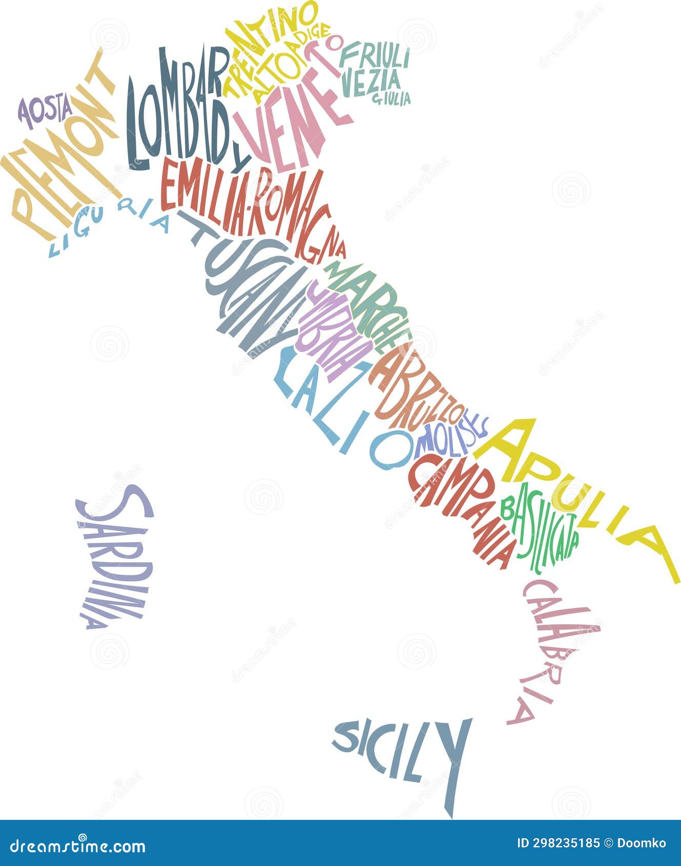 Italy Map with States. Poster Map of Italy with State Names Stock ...