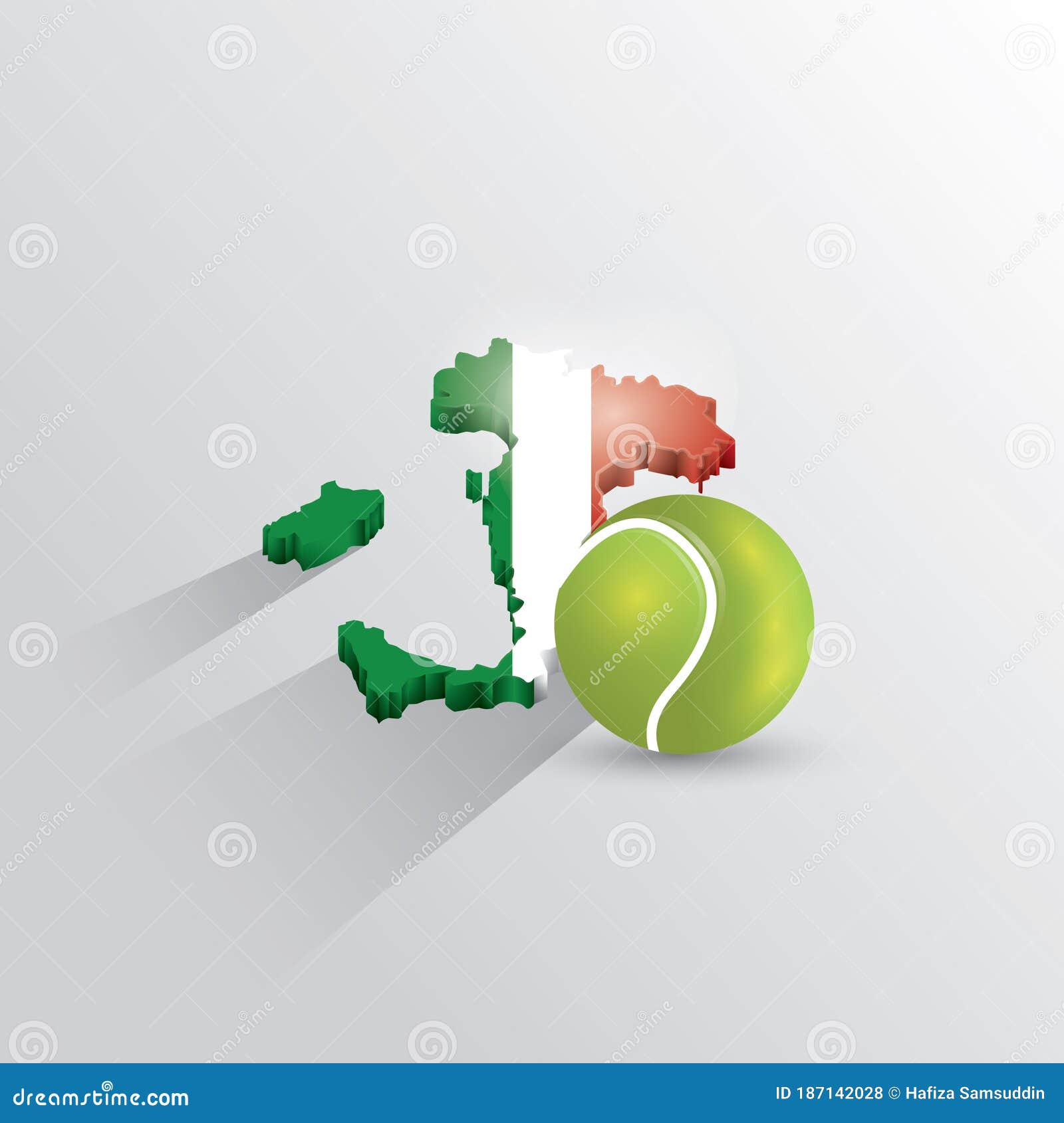 Italy Map with Tennis Ball. Vector Illustration Decorative Design Stock ...