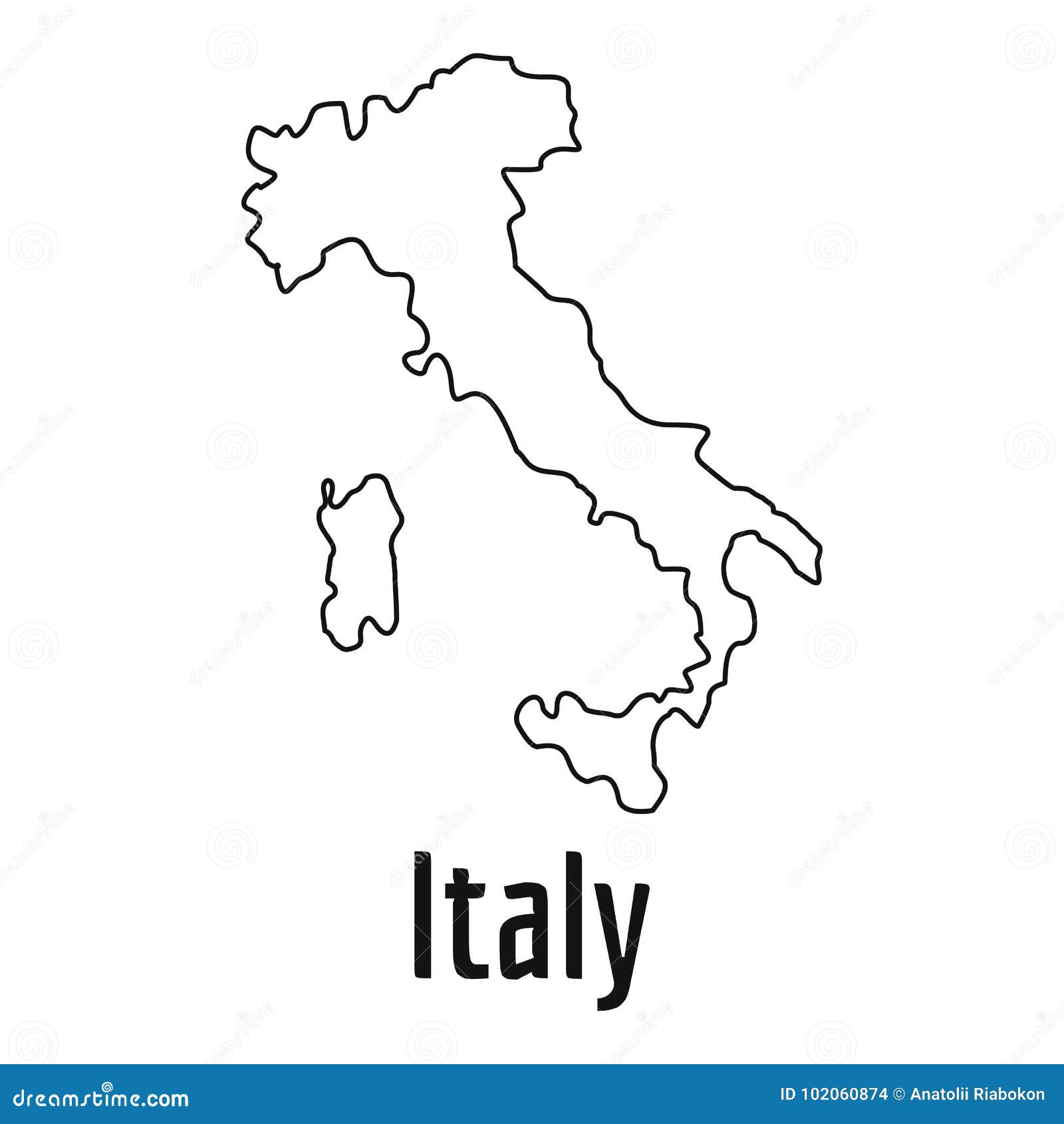 Italy Map Thin Line Vector Simple Stock Vector - Illustration of ...