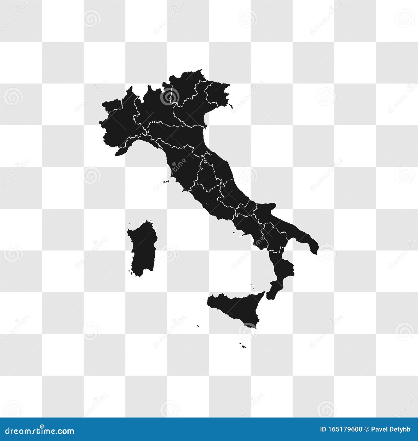 Italy Map on Transparent Background. Vector Illustration Stock ...