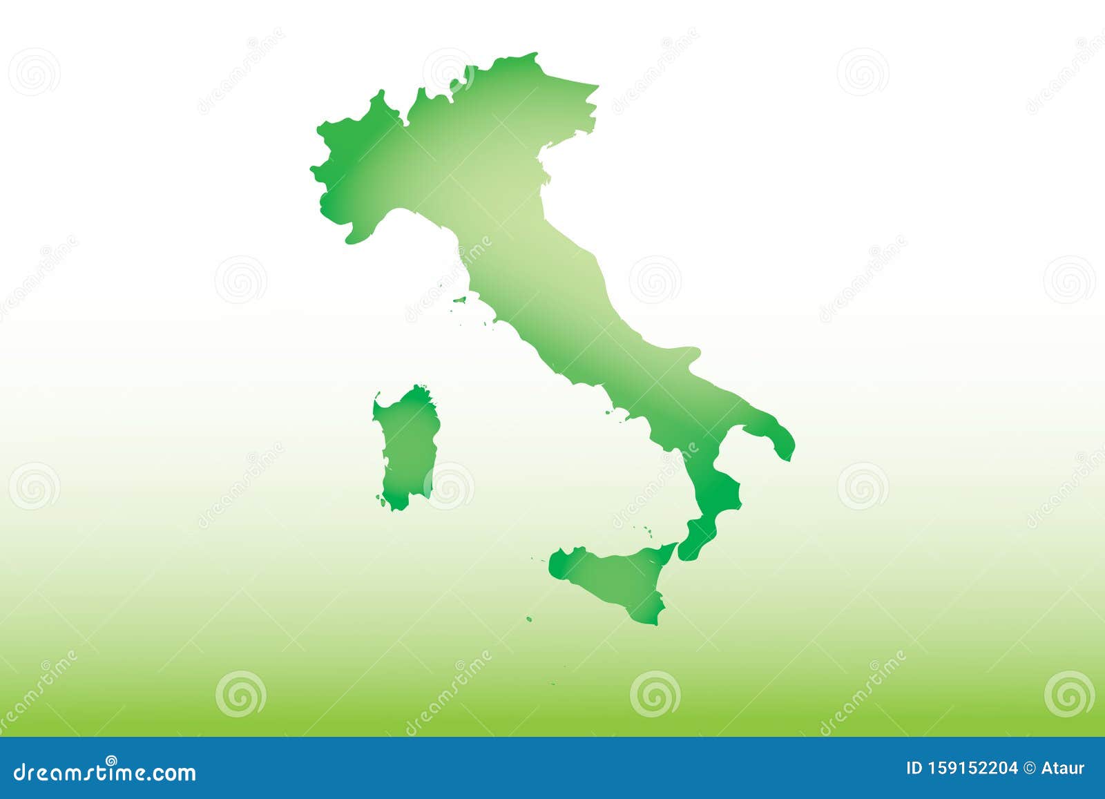 Italy Map Using Green Color with Dark and Light Effect Vector on Light ...