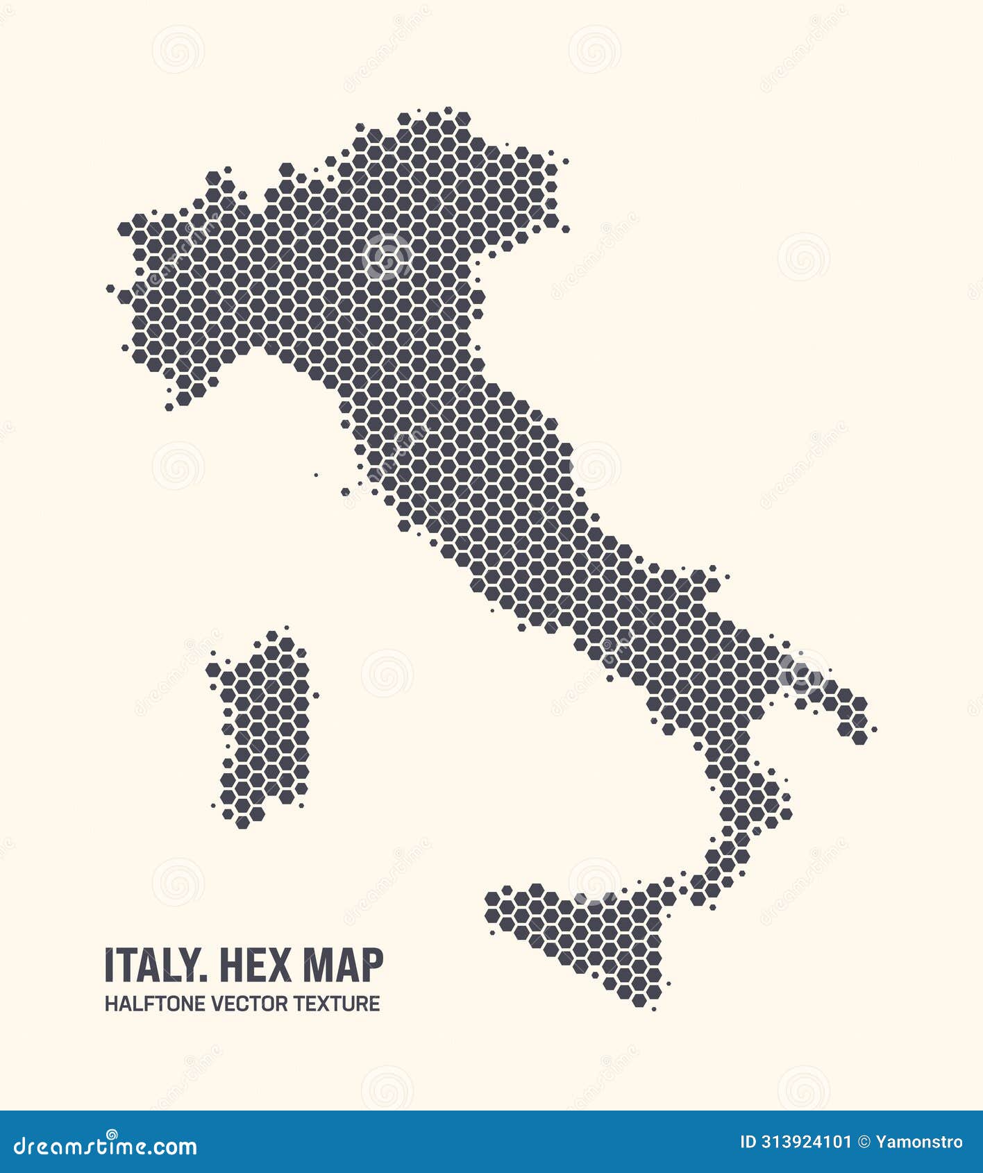 Italy Map Vector Hexagonal Half Tone Pattern Isolated on Light ...