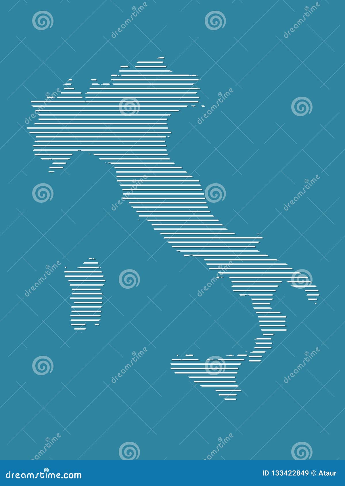 Italy Map Vector Illustration Using White Straight Lines on Blue Paper ...