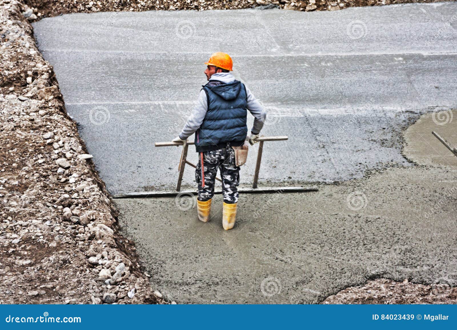 Italy March 2013 : Carpenter at Work on Site Performs the Expanse of ...