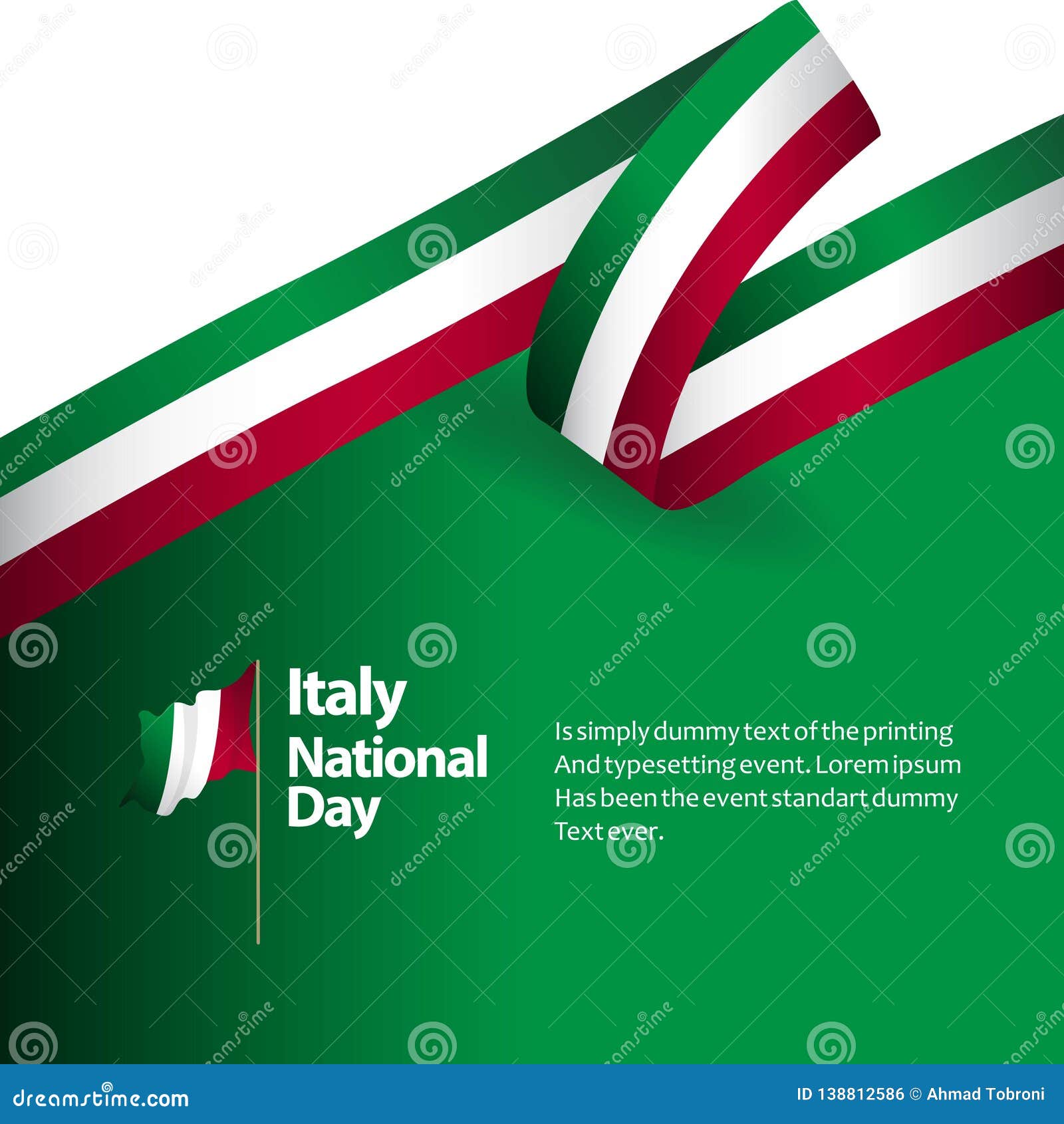 Italy National Day Vector Template Design Illustration Stock Vector ...