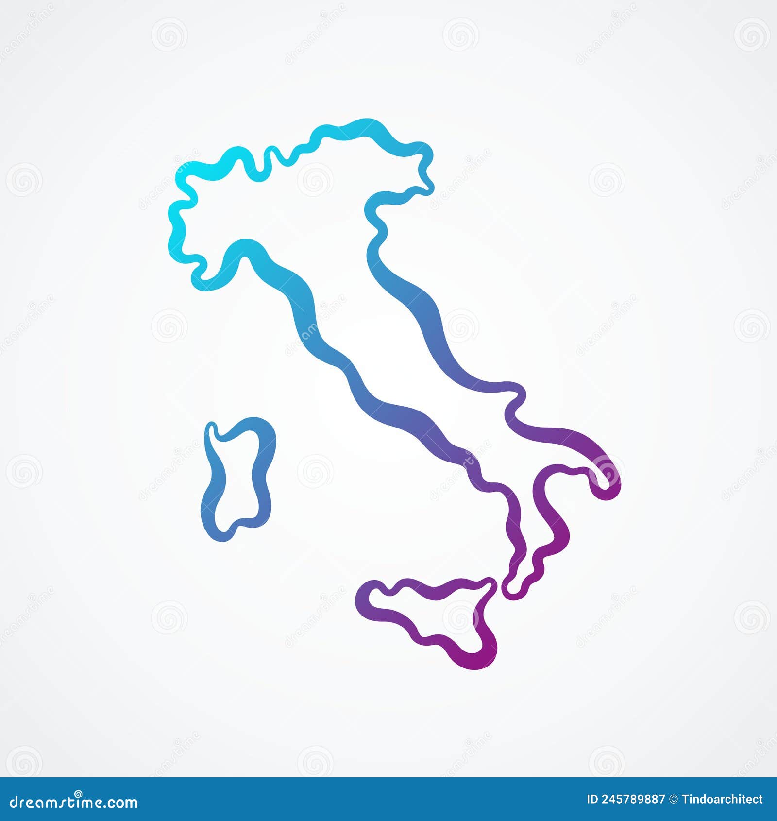 Italy - Outline Map stock vector. Illustration of italy - 245789887