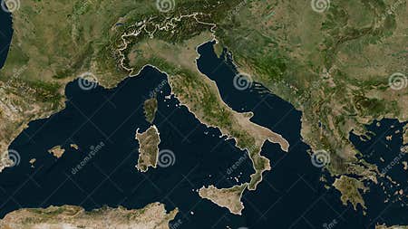 Italy Outlined. Low-res Satellite Stock Illustration - Illustration of ...