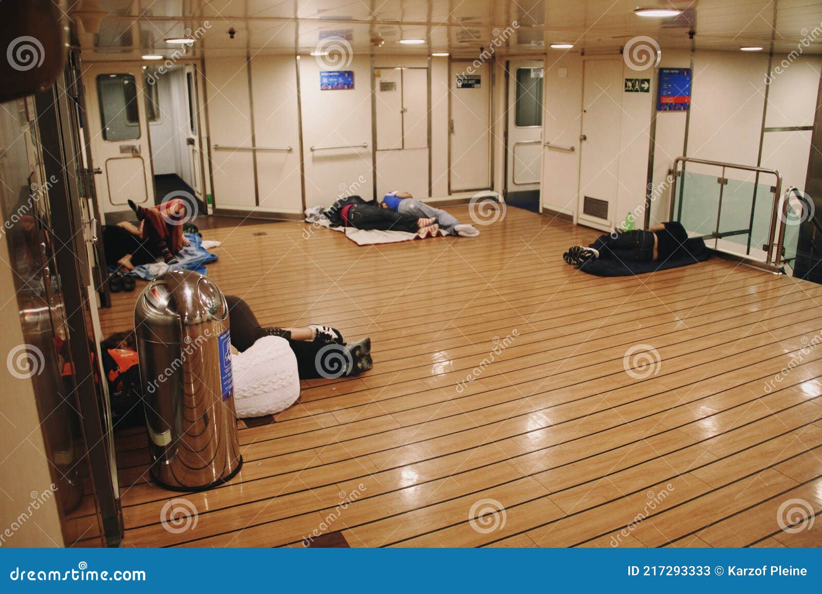 Italy, People Sleep in the Ferry Corridors Editorial Stock Photo ...