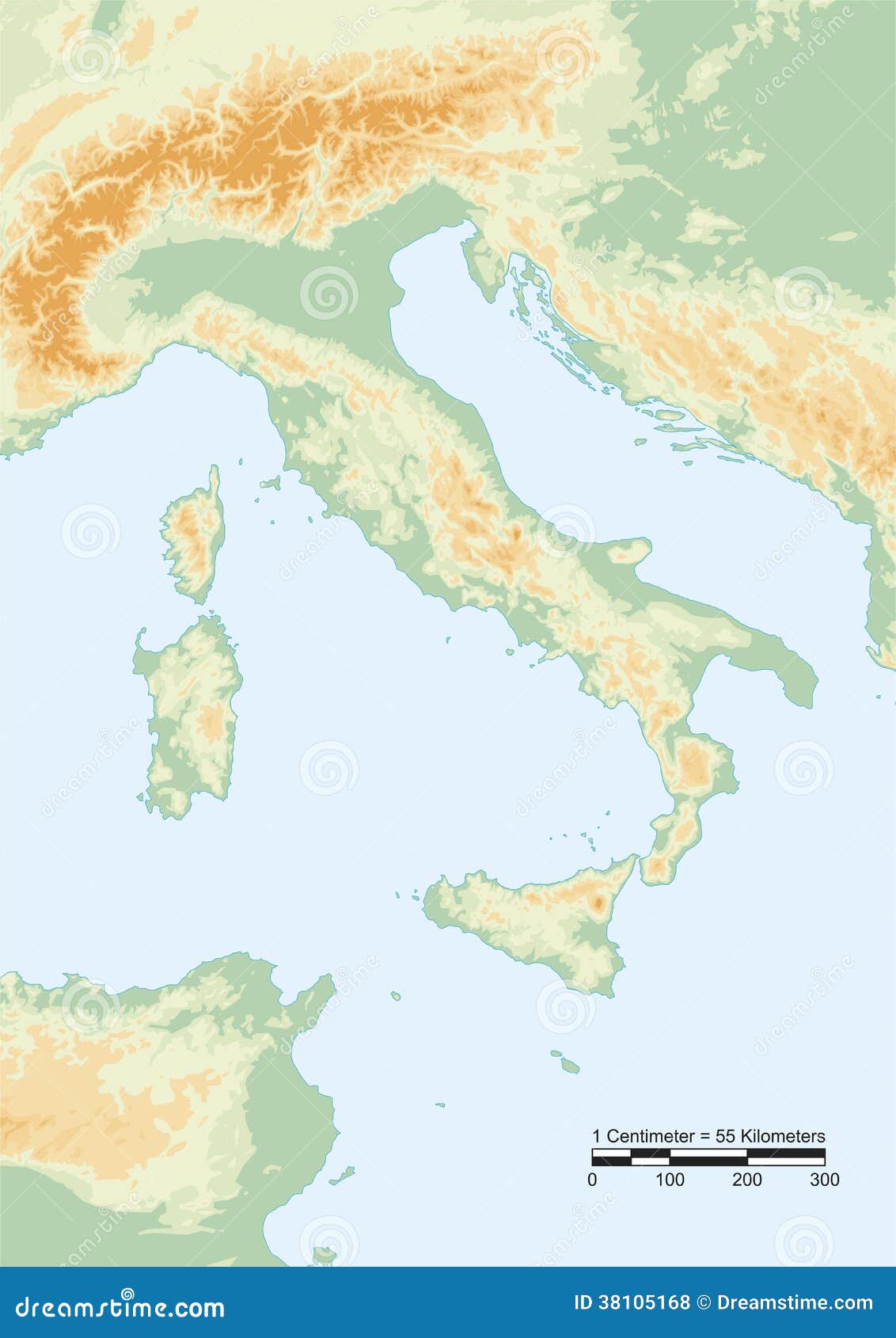 Italy Physical stock vector. Illustration of geography - 38105168