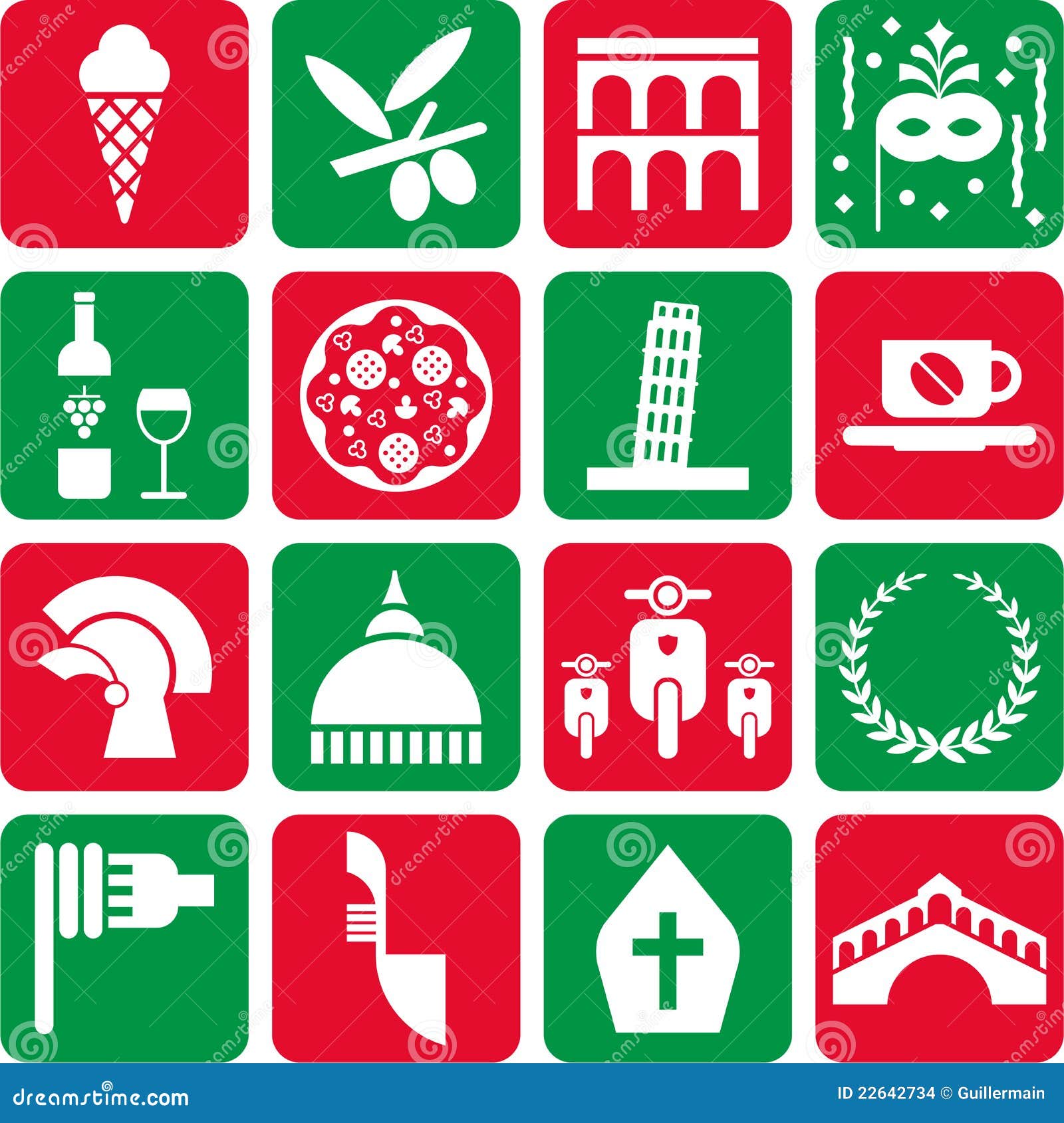 Italy pictograms stock vector. Illustration of cream - 22642734