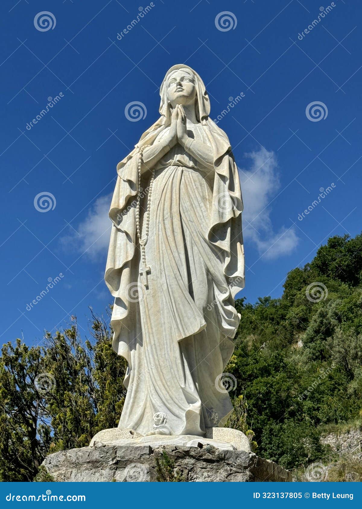 A White Statue of Virgin Mary Erected in Positano Overlook in Italy ...