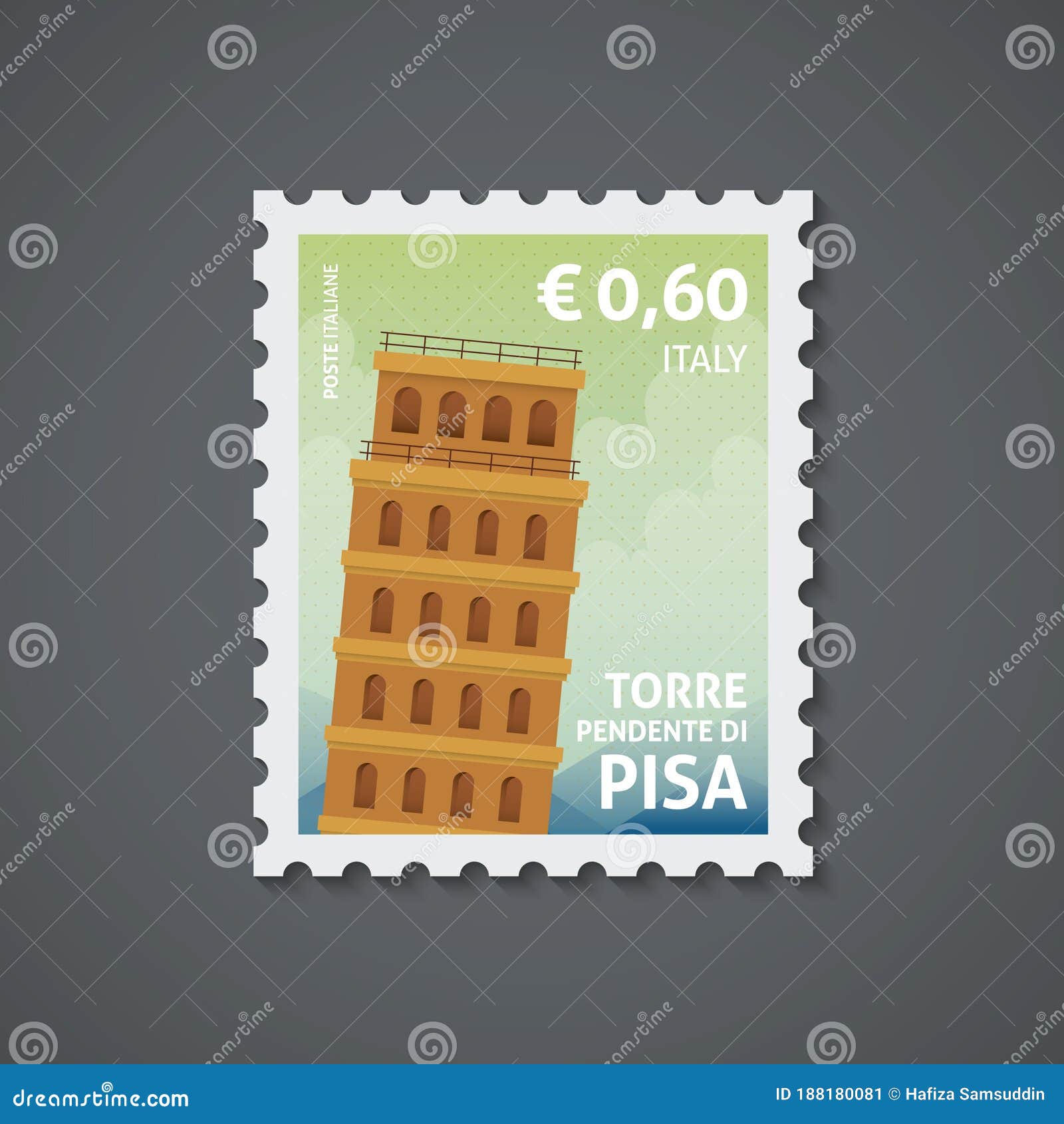 Italy postage stamp. stock vector. Illustration of text - 188180081