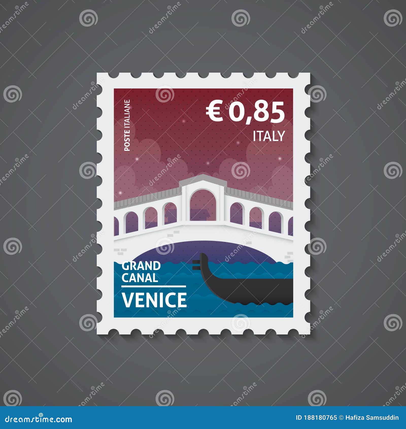 Italy postage stamp. stock vector. Illustration of popular - 188180765