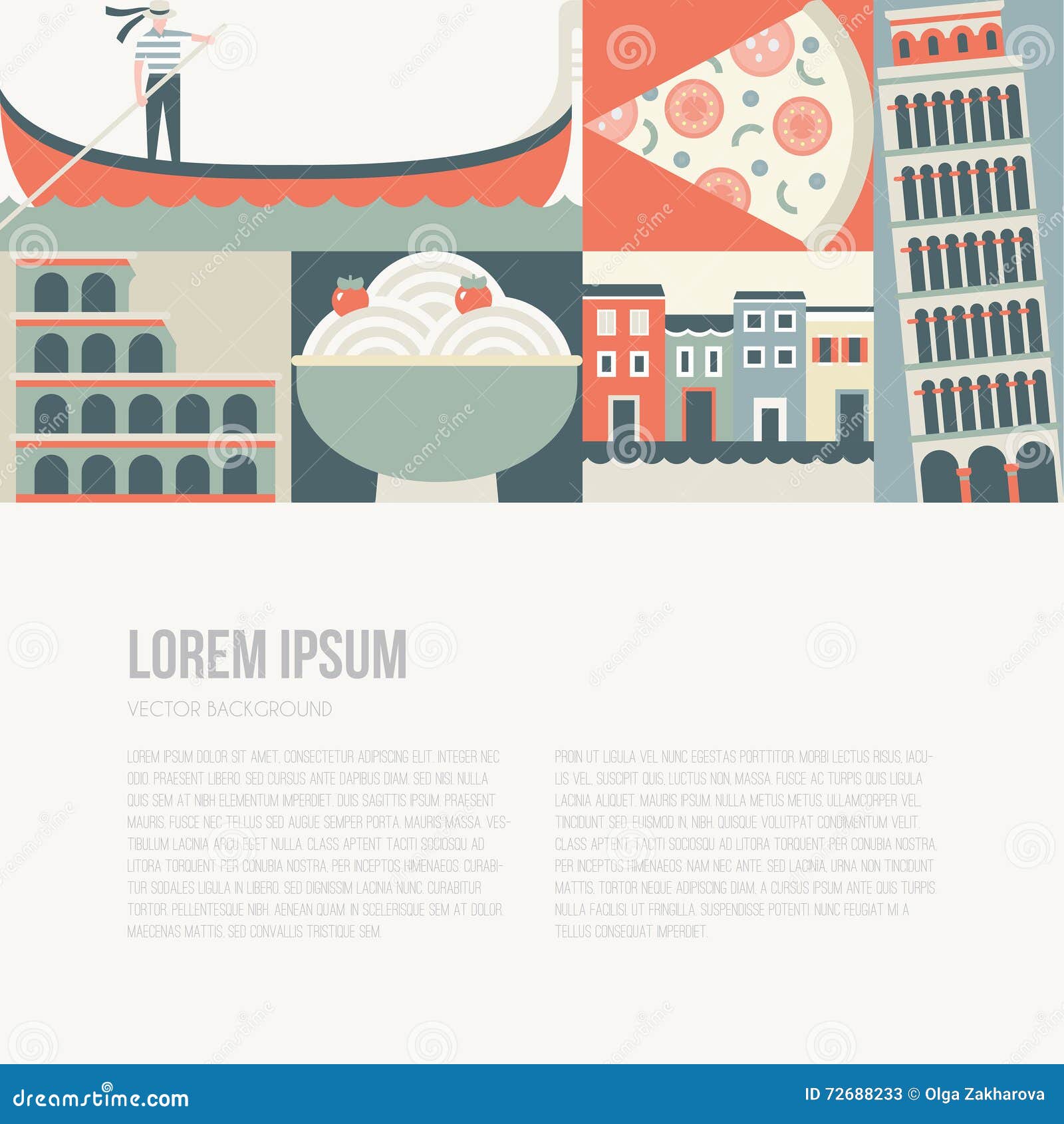 Italy Postcard stock vector. Illustration of flat, element - 72688233