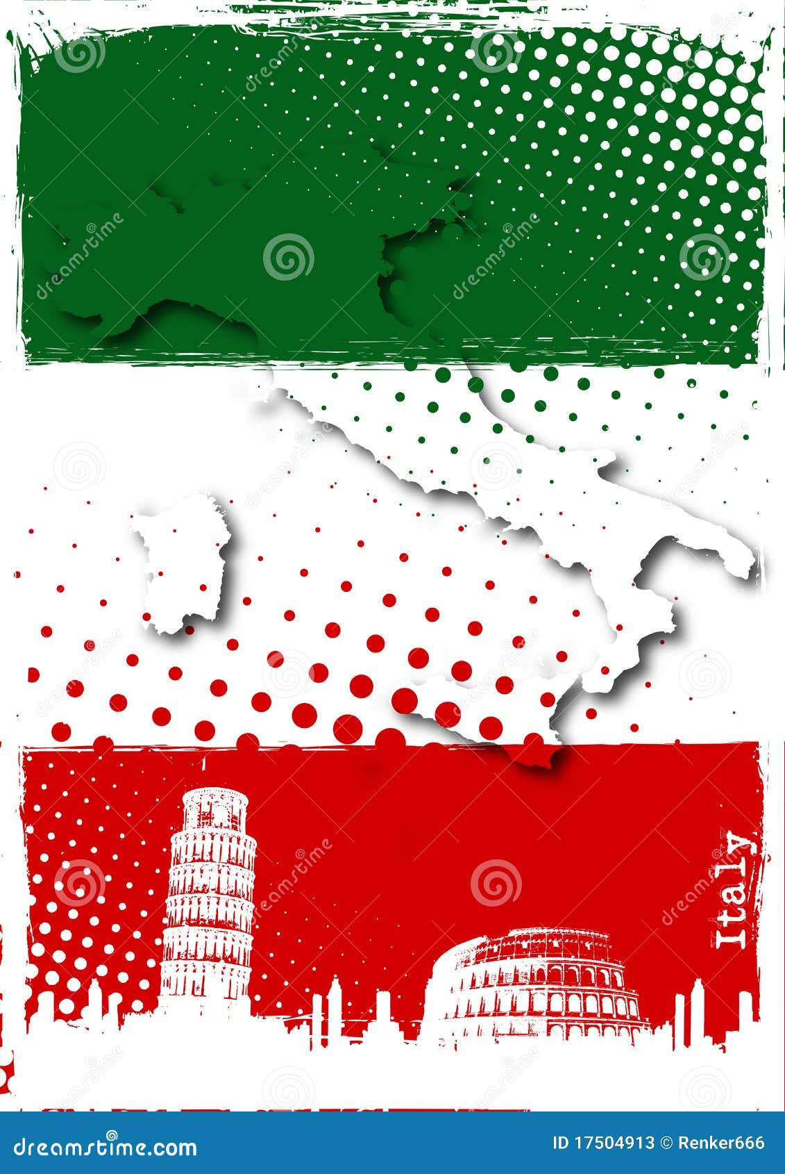 Italy poster stock vector. Illustration of poster, grungy - 17504913