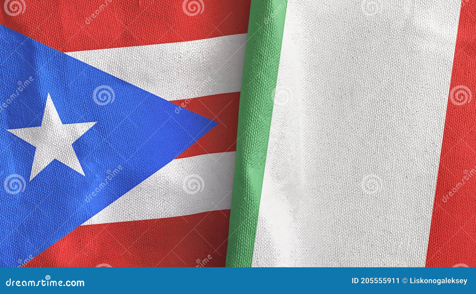 Italy and Puerto Rico Two Flags Textile Cloth 3D Rendering Stock ...