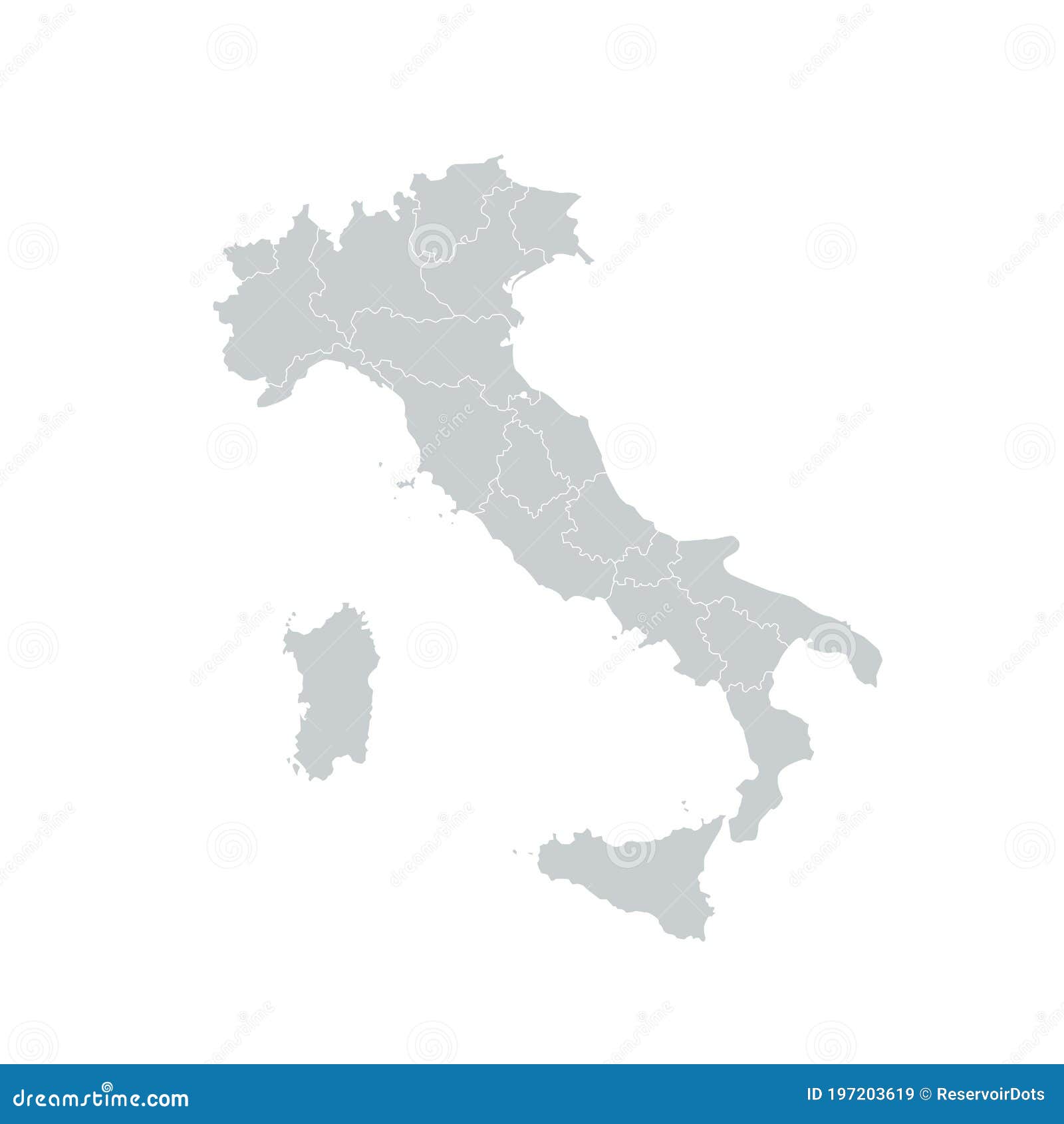 Italy Regions Map stock vector. Illustration of italy - 197203619