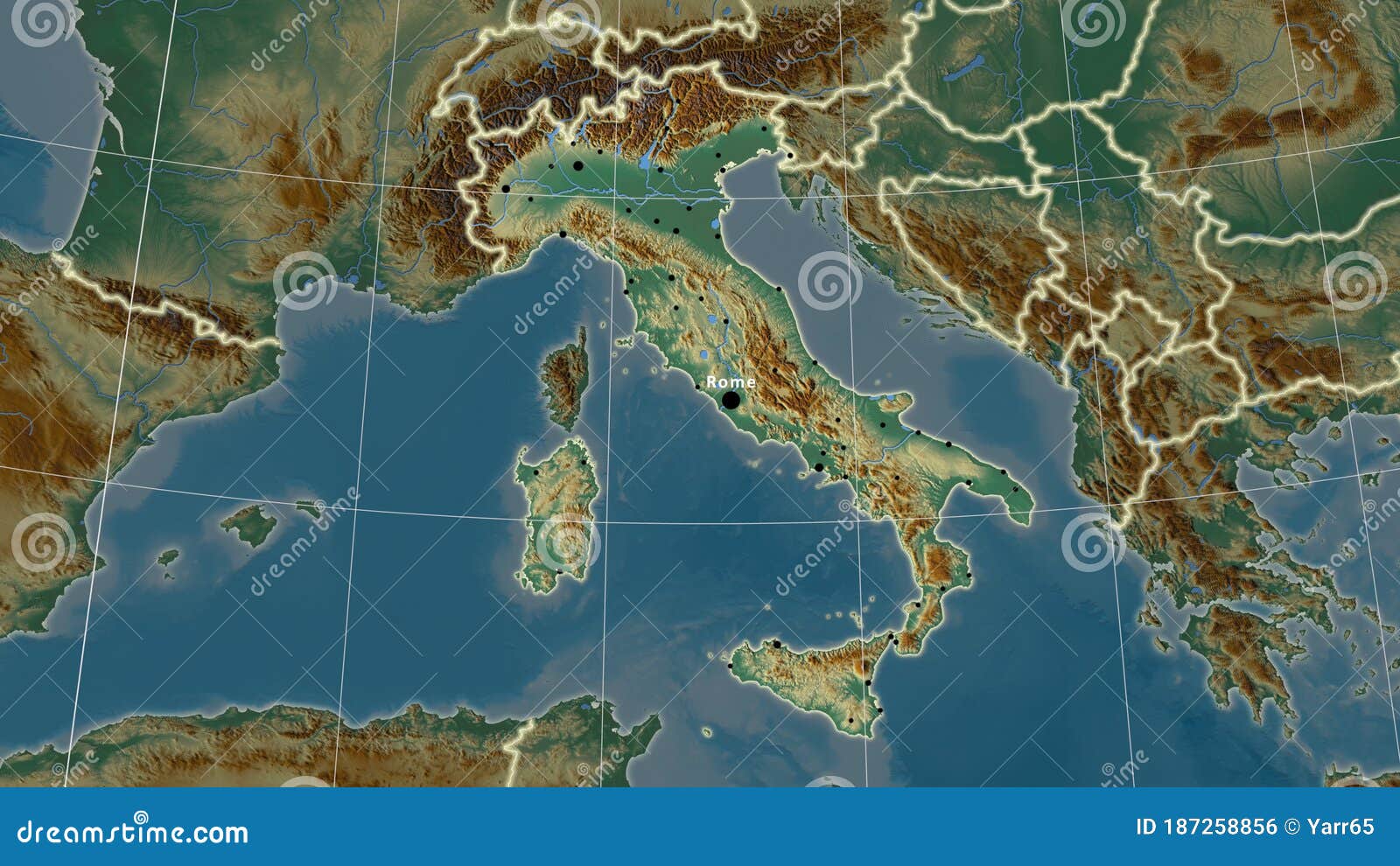 Italy - Relief. Composition, Borders Stock Illustration - Illustration ...