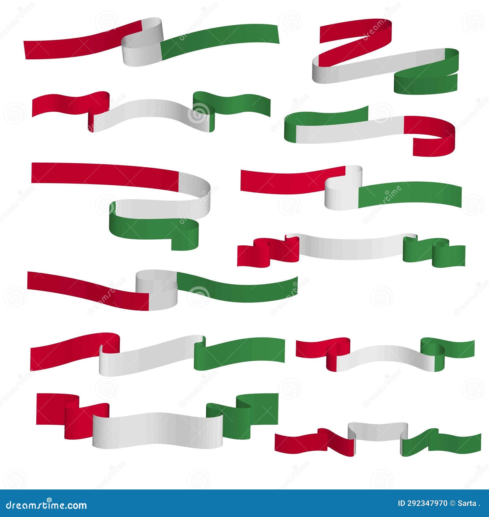 Italy Ribbon Flag Vector Bundle Set Stock Vector - Illustration of ...
