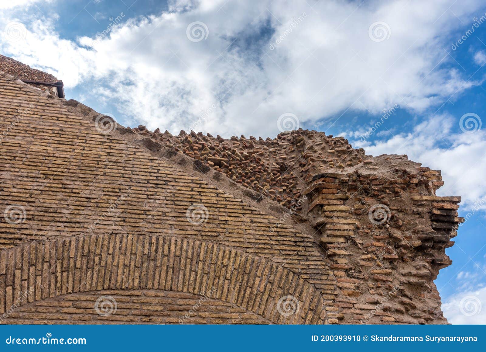 Italy, Rome, Colosseum, a Large Brick Wall in the Background Stock ...