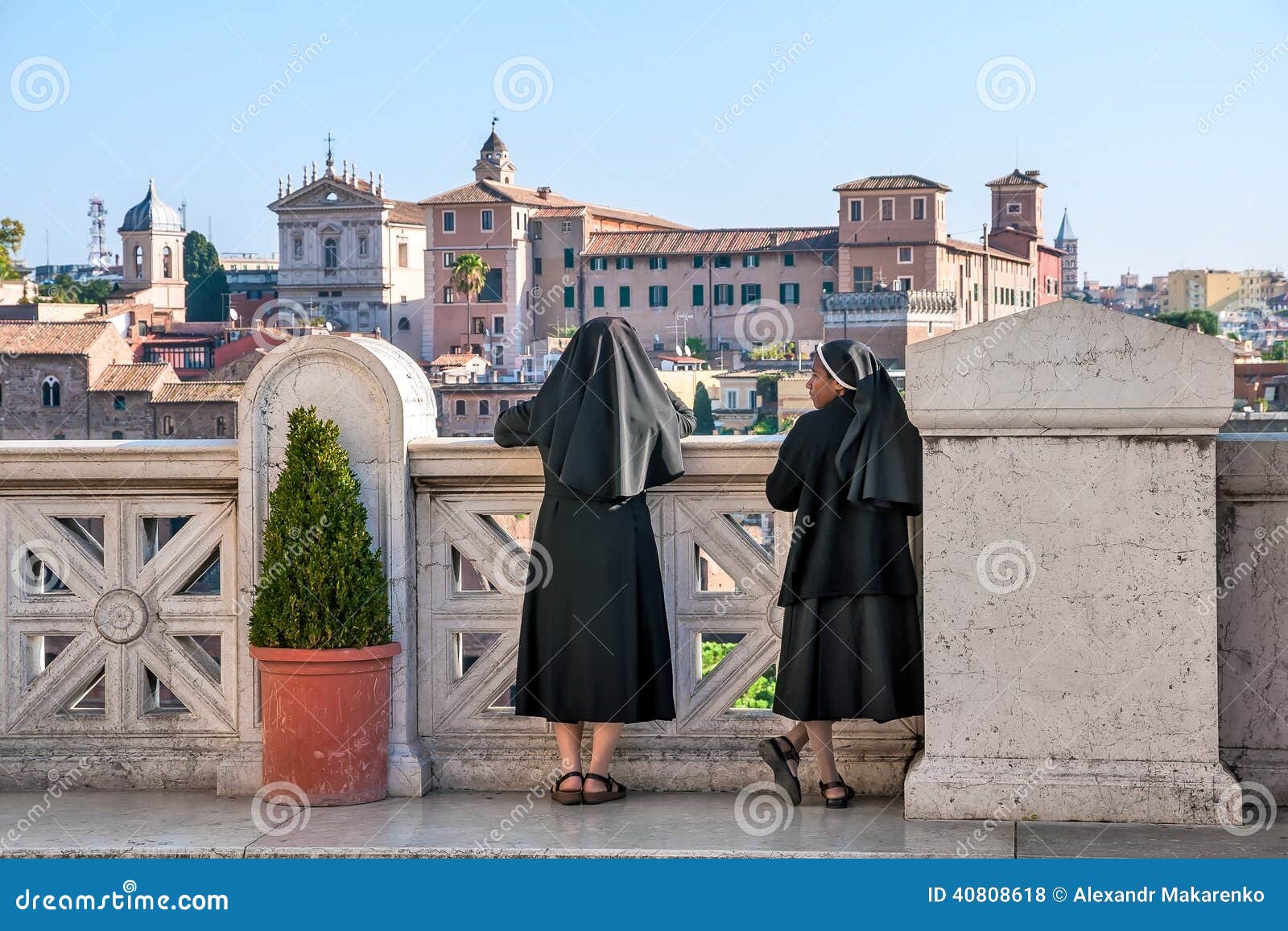Italy, Rome, the Nuns at the Observation Platform on Capitol Hill ...
