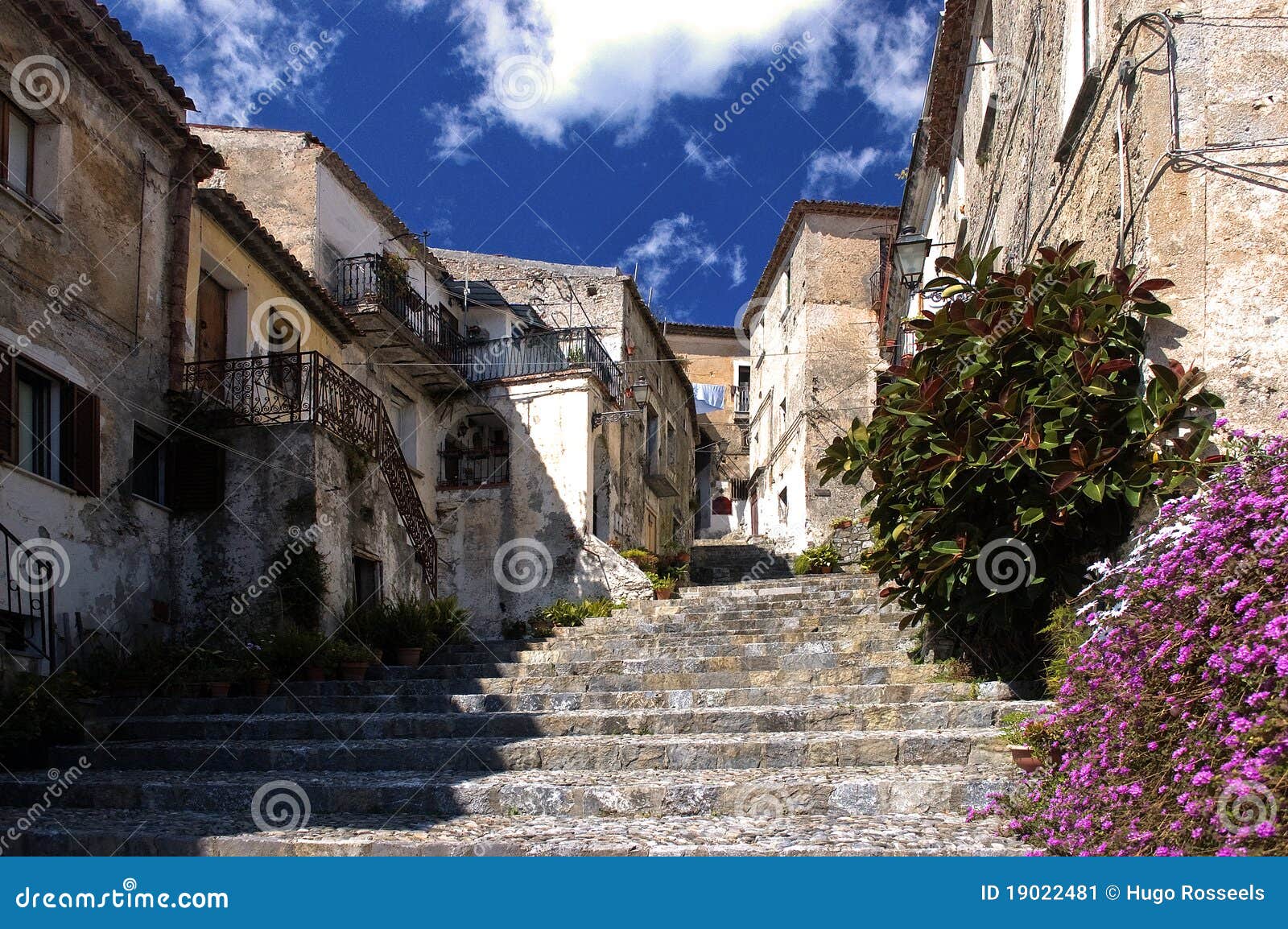 Italy Scalea Village Stairs Stock Image - Image of italian, granite ...
