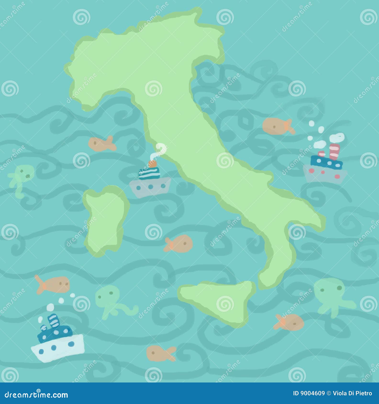 Italy sea map stock illustration. Illustration of holidays - 9004609