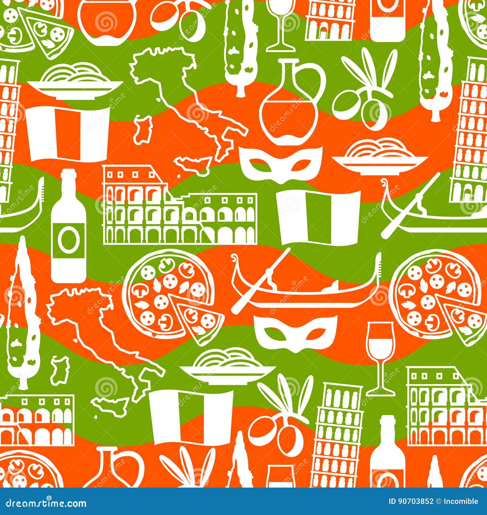 Italy Seamless Pattern. Italian Symbols and Objects Stock Vector ...