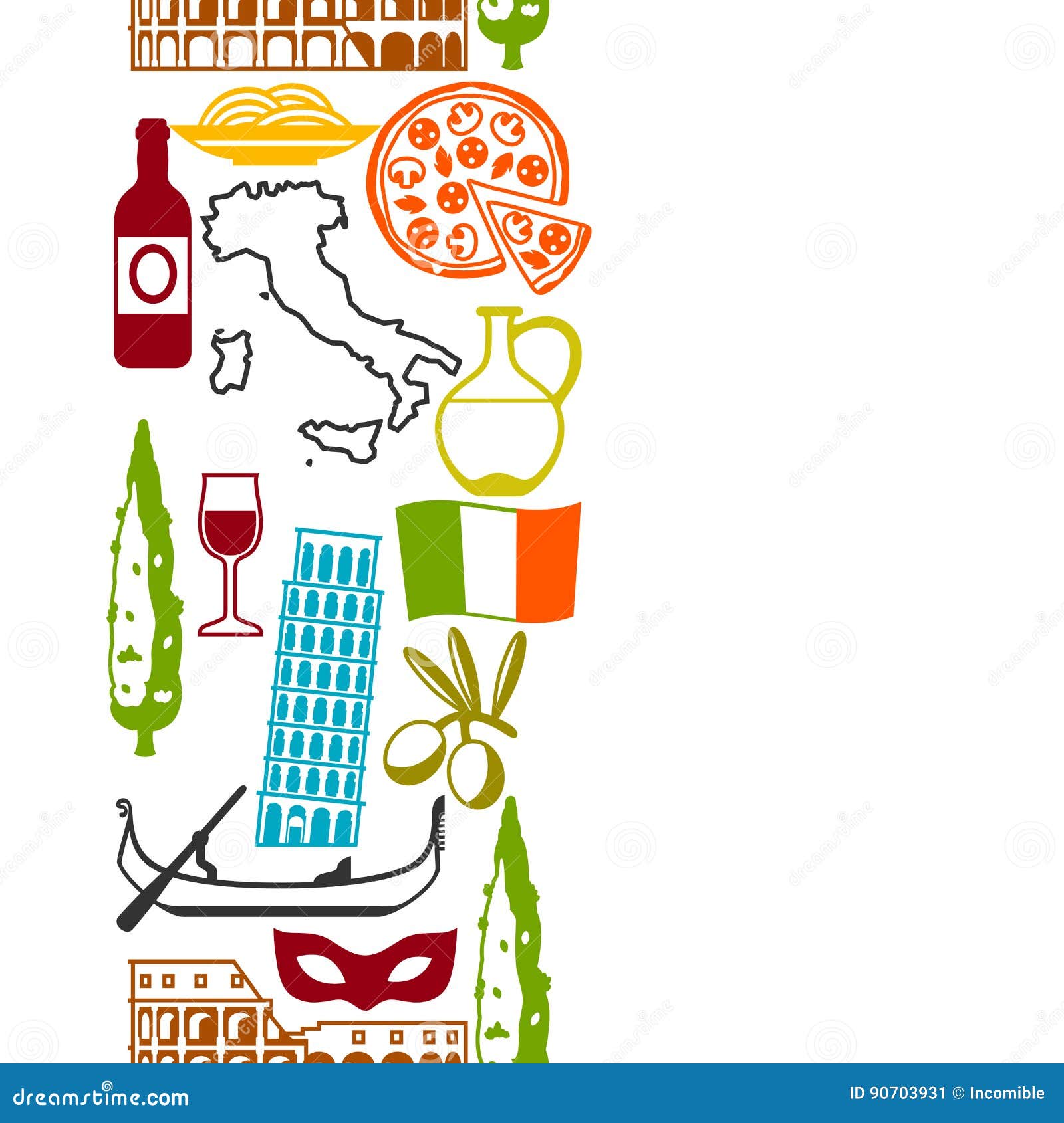 Italy Seamless Pattern. Italian Symbols and Objects Stock Vector ...