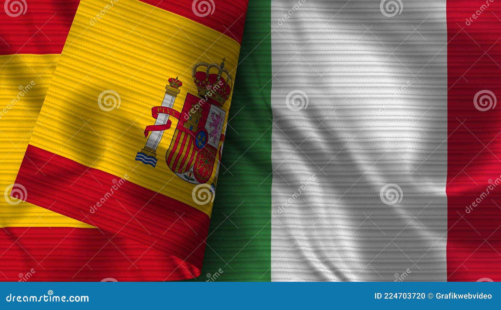 Italy and Spain Realistic Flag â€“ Fabric Texture Illustration Stock ...