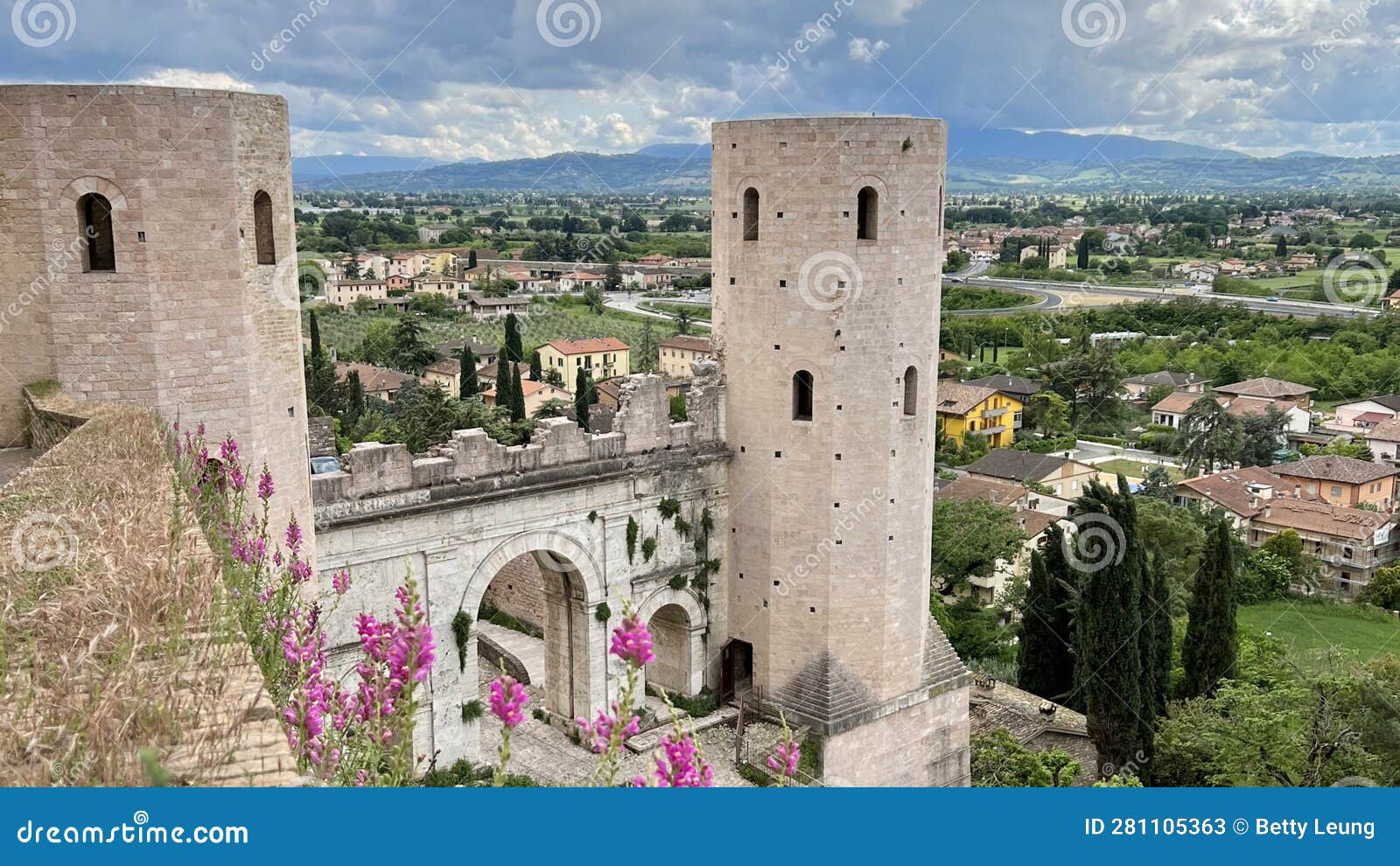 View of Ancient Porta Venere Gate in the Medieval Town of Spello, Italy ...