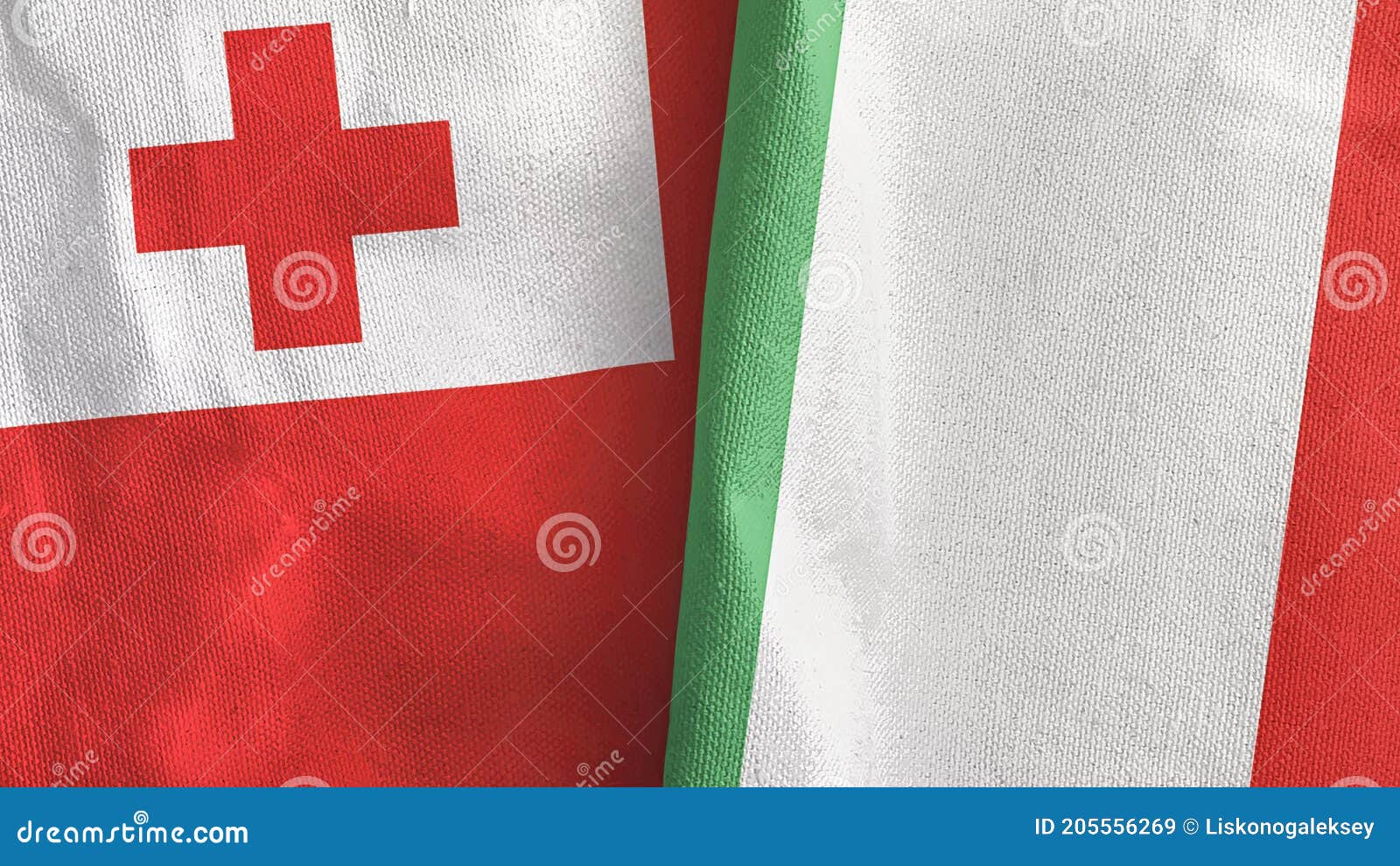 Italy and Tonga Two Flags Textile Cloth 3D Rendering Stock Illustration ...