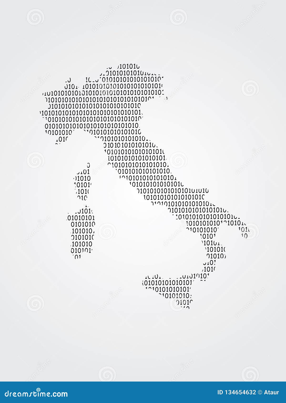 Italy Vector Map Illustration Using Binary Codes on White Background To ...