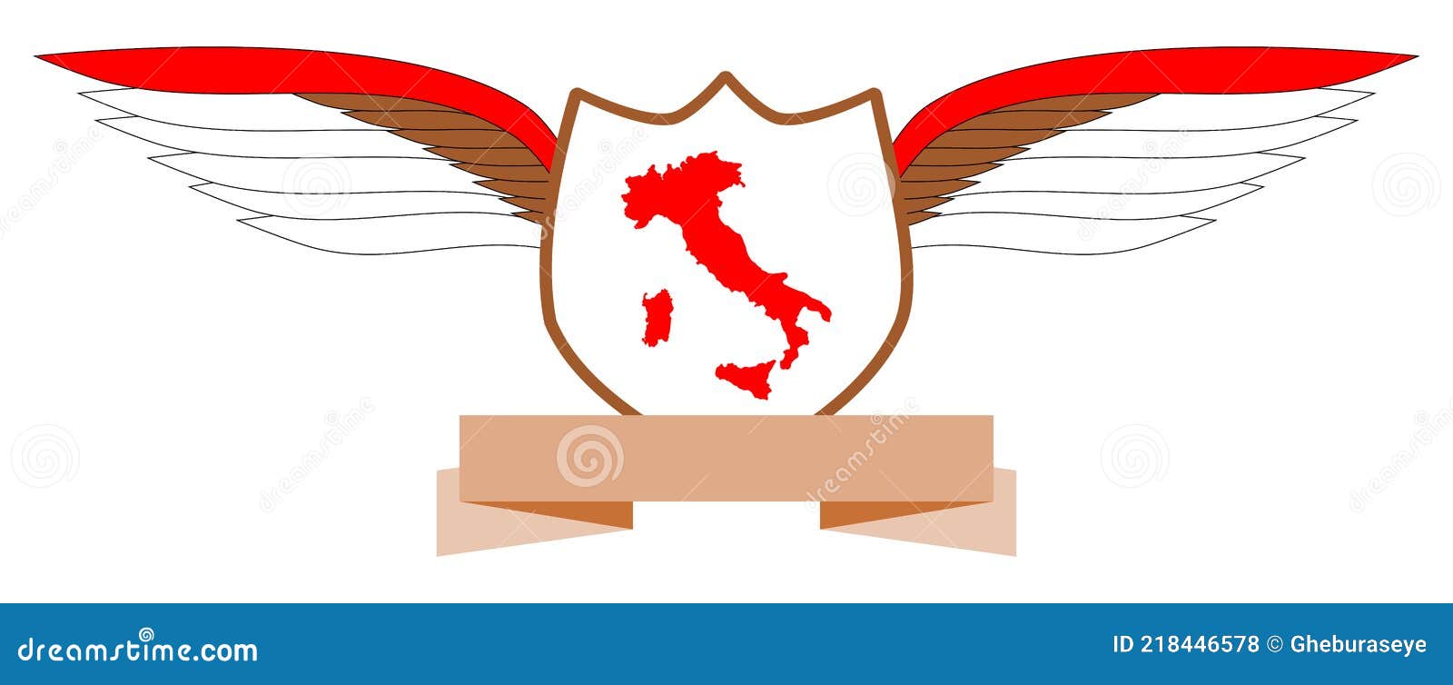 Italy in Winged Shield, Colors, Heraldry, Isolated. Stock Vector ...