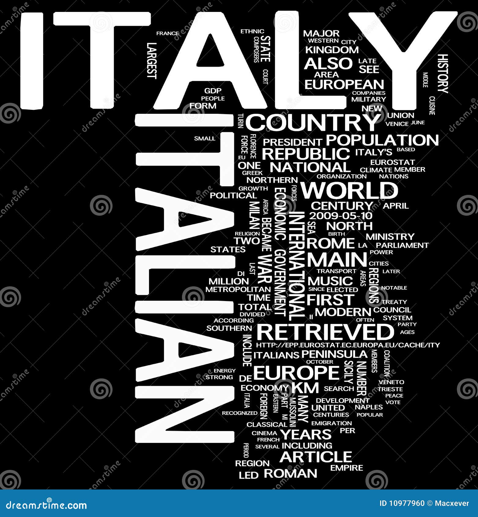 Italy word collage stock illustration. Illustration of history - 10977960