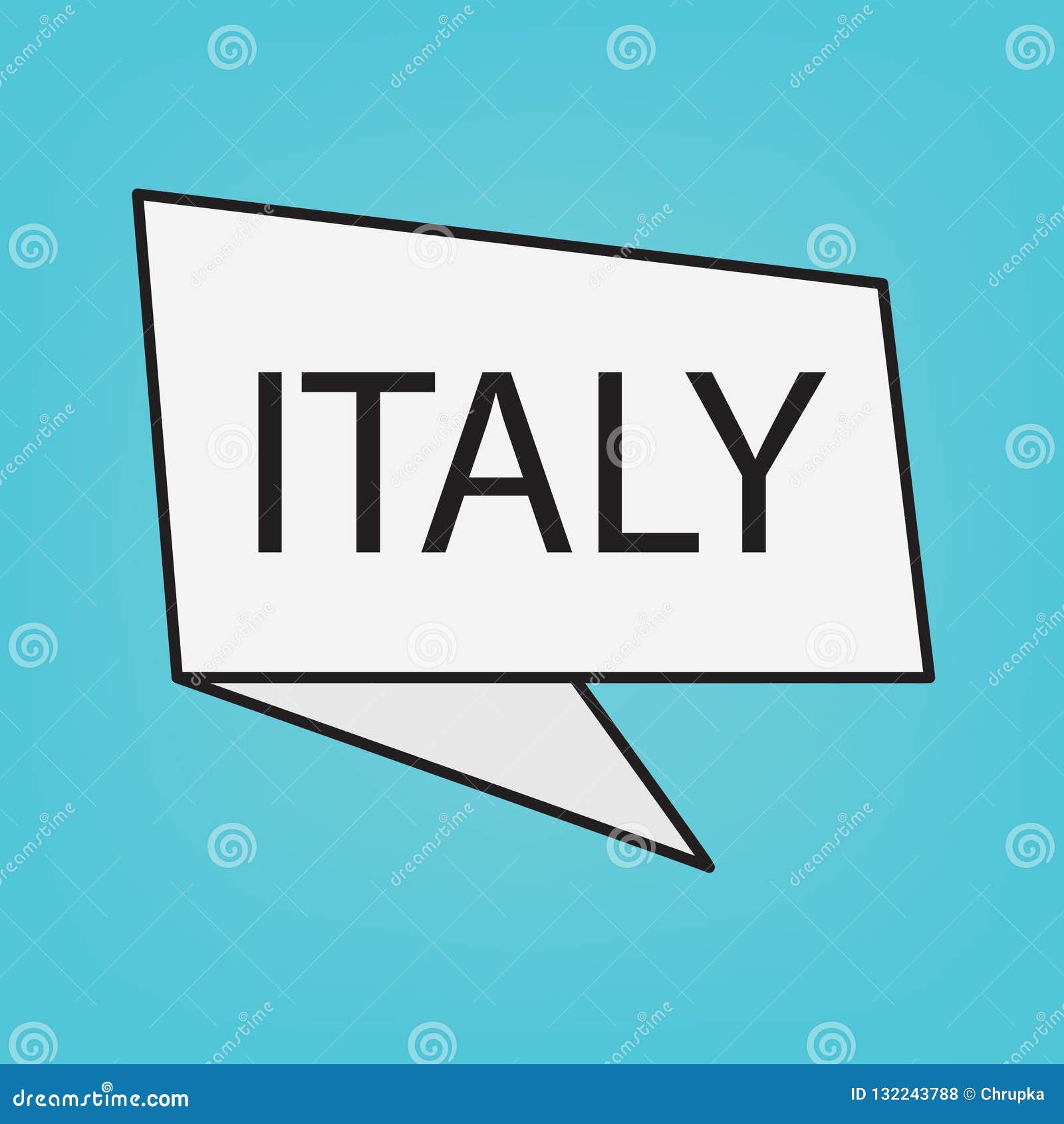 Italy word on a sticker stock vector. Illustration of bubble - 132243788