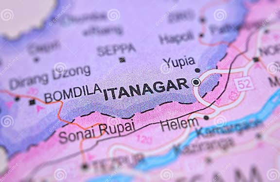 Itanagar on a Map of India with Blur Effect Stock Photo - Image of ...