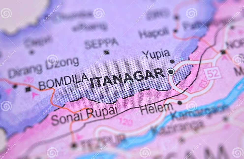 Itanagar on a Map of India with Blur Effect Stock Photo - Image of ...