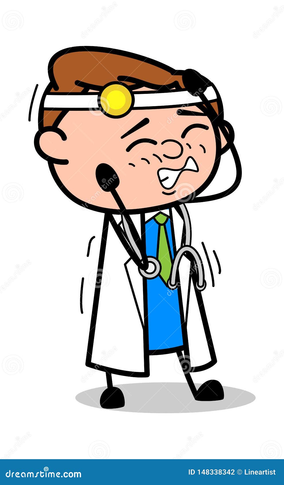 Itching Expression - Professional Cartoon Doctor Vector Illustration ...