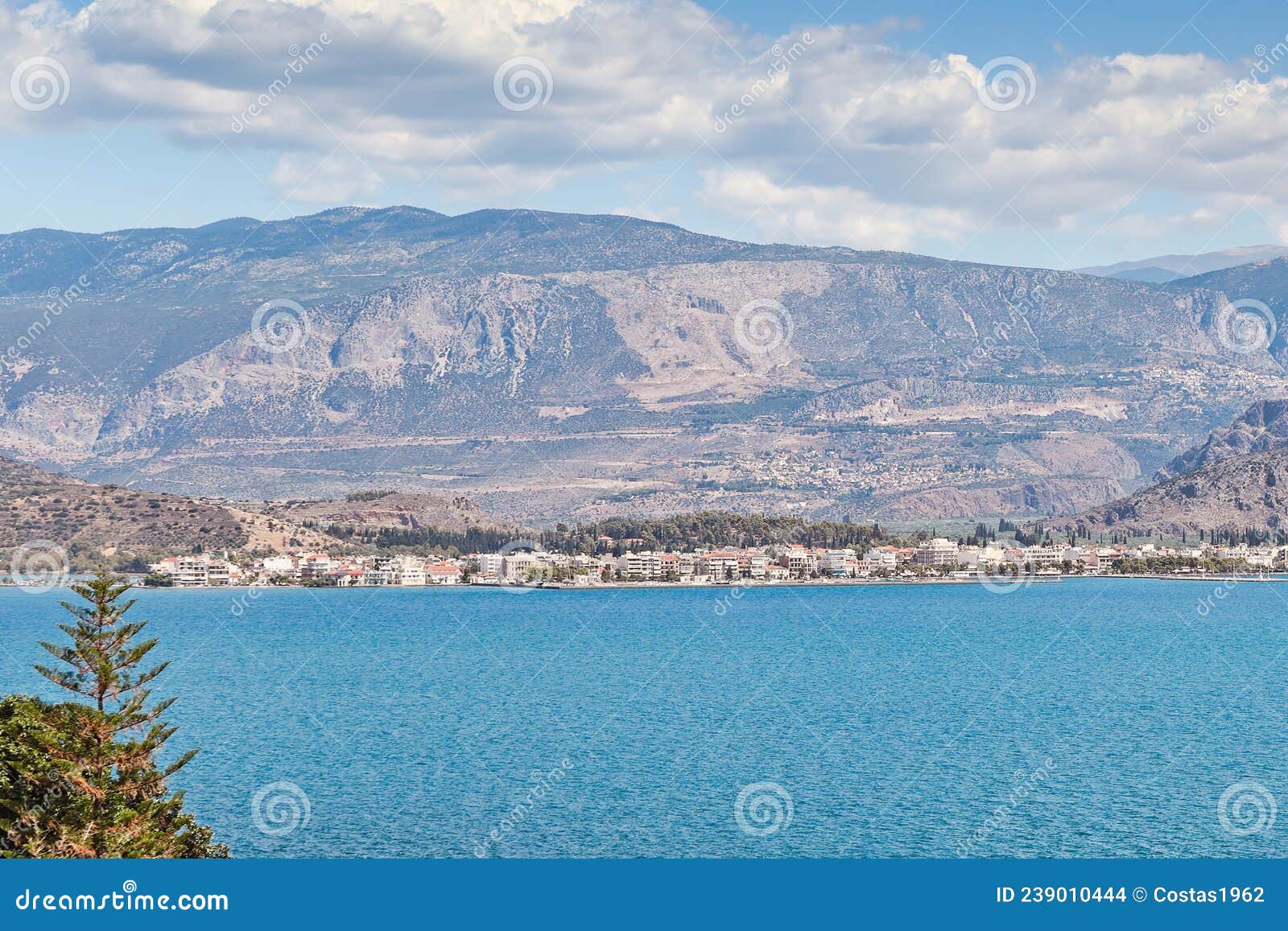 Itea town, Greece stock photo. Image of water, nature - 239010444