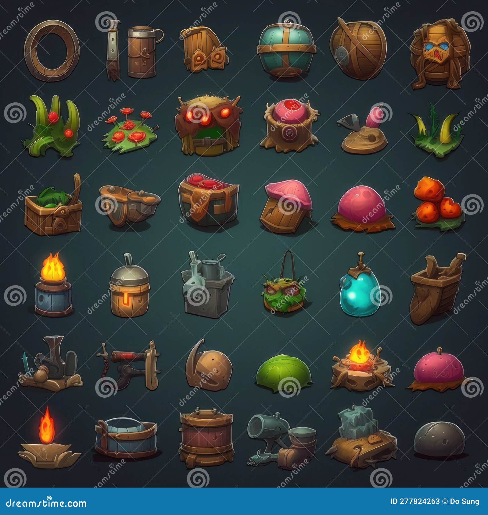 Item game 2d stock illustration. Illustration of objects - 277824263