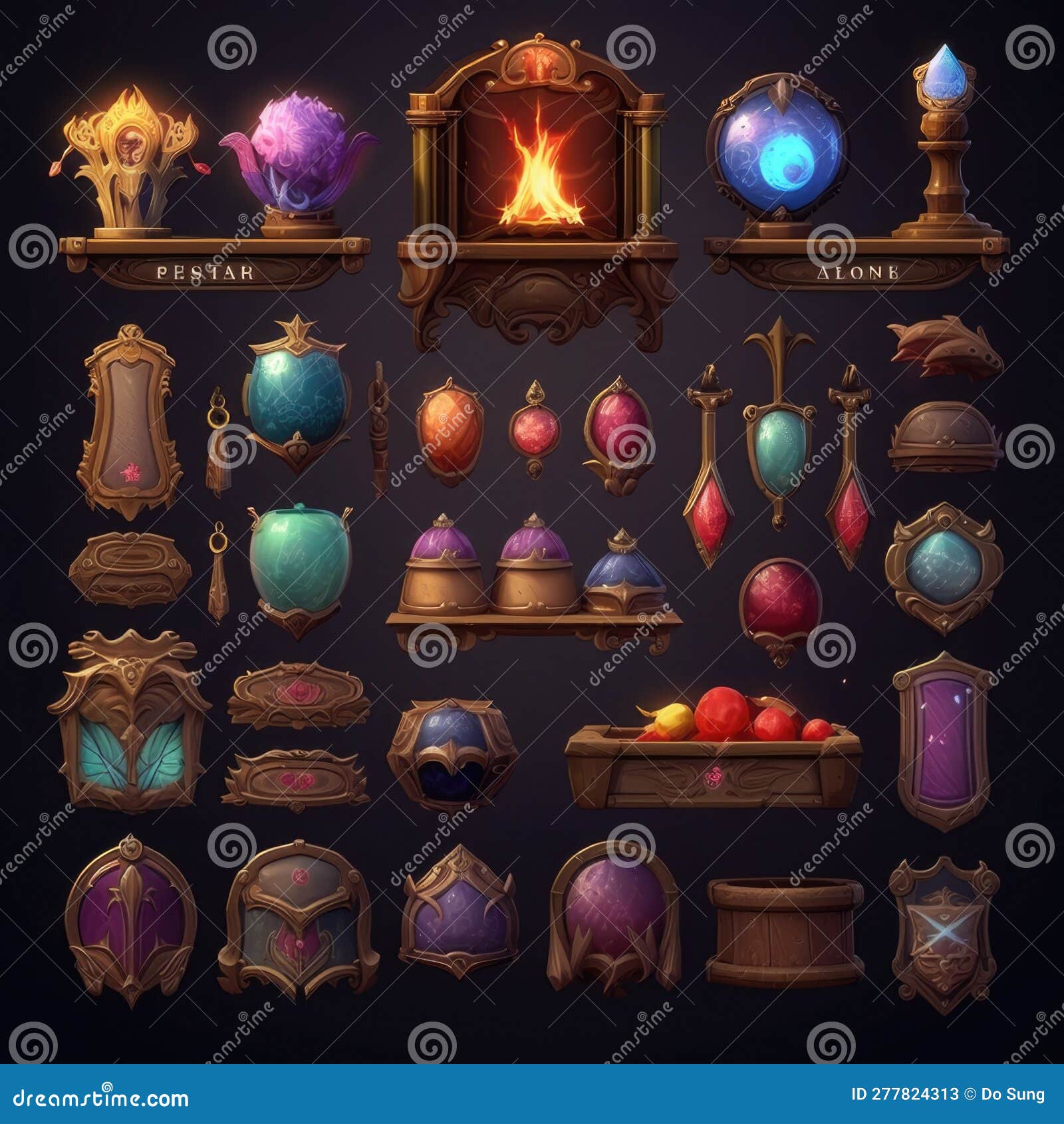 Item game 2d stock illustration. Illustration of diversity - 277824313