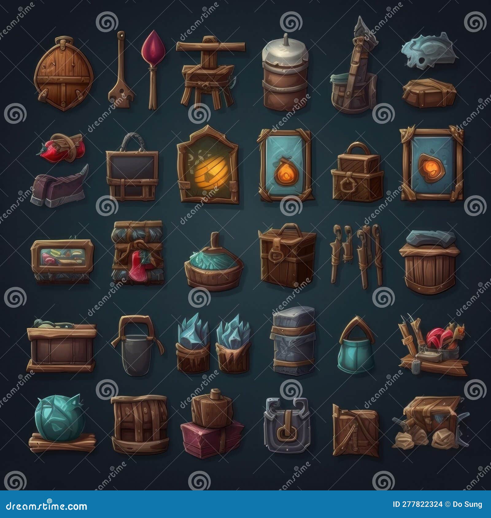 Item game 2d stock illustration. Illustration of objects - 277822324