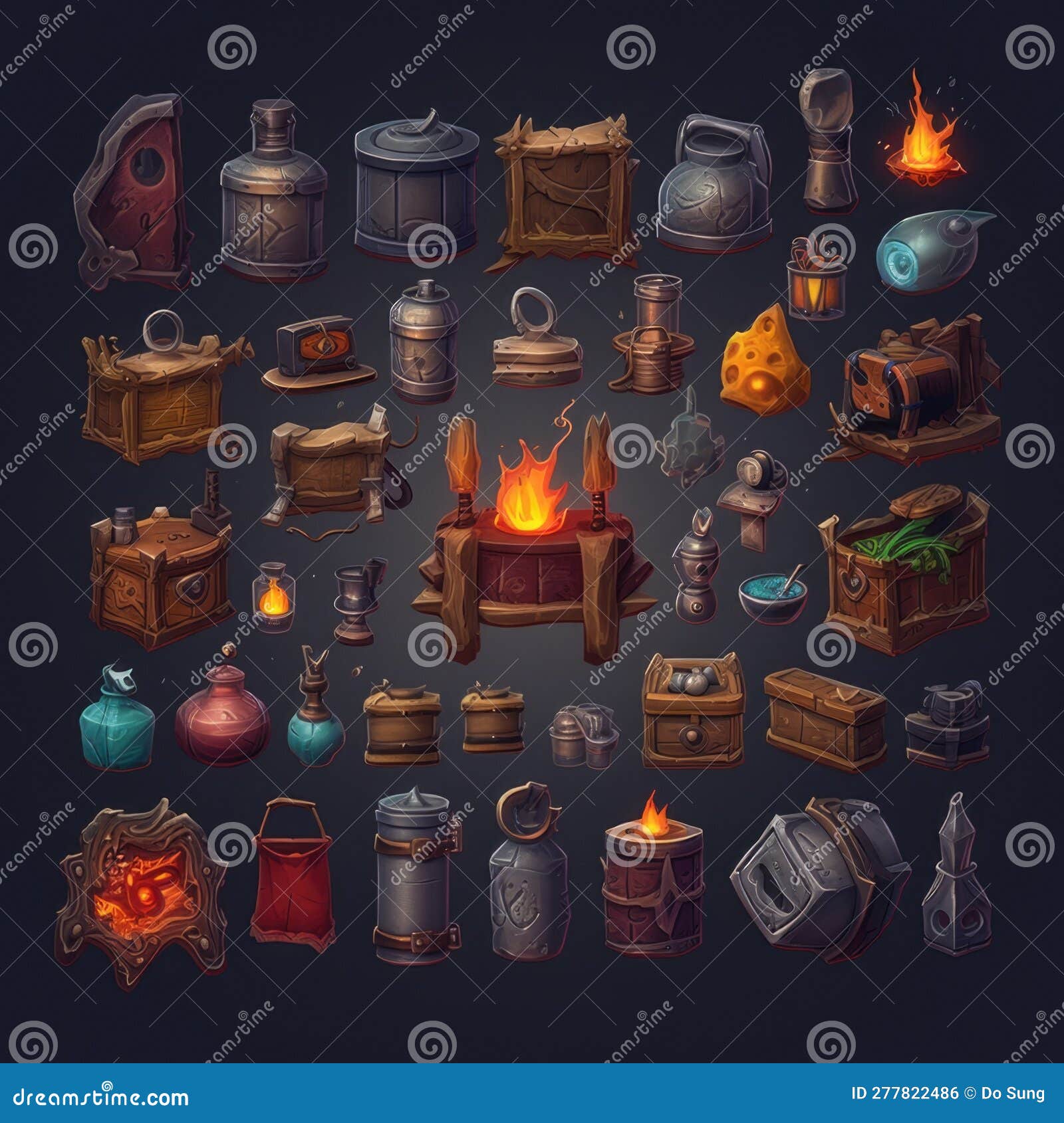 Item game 2d stock illustration. Illustration of items - 277822486