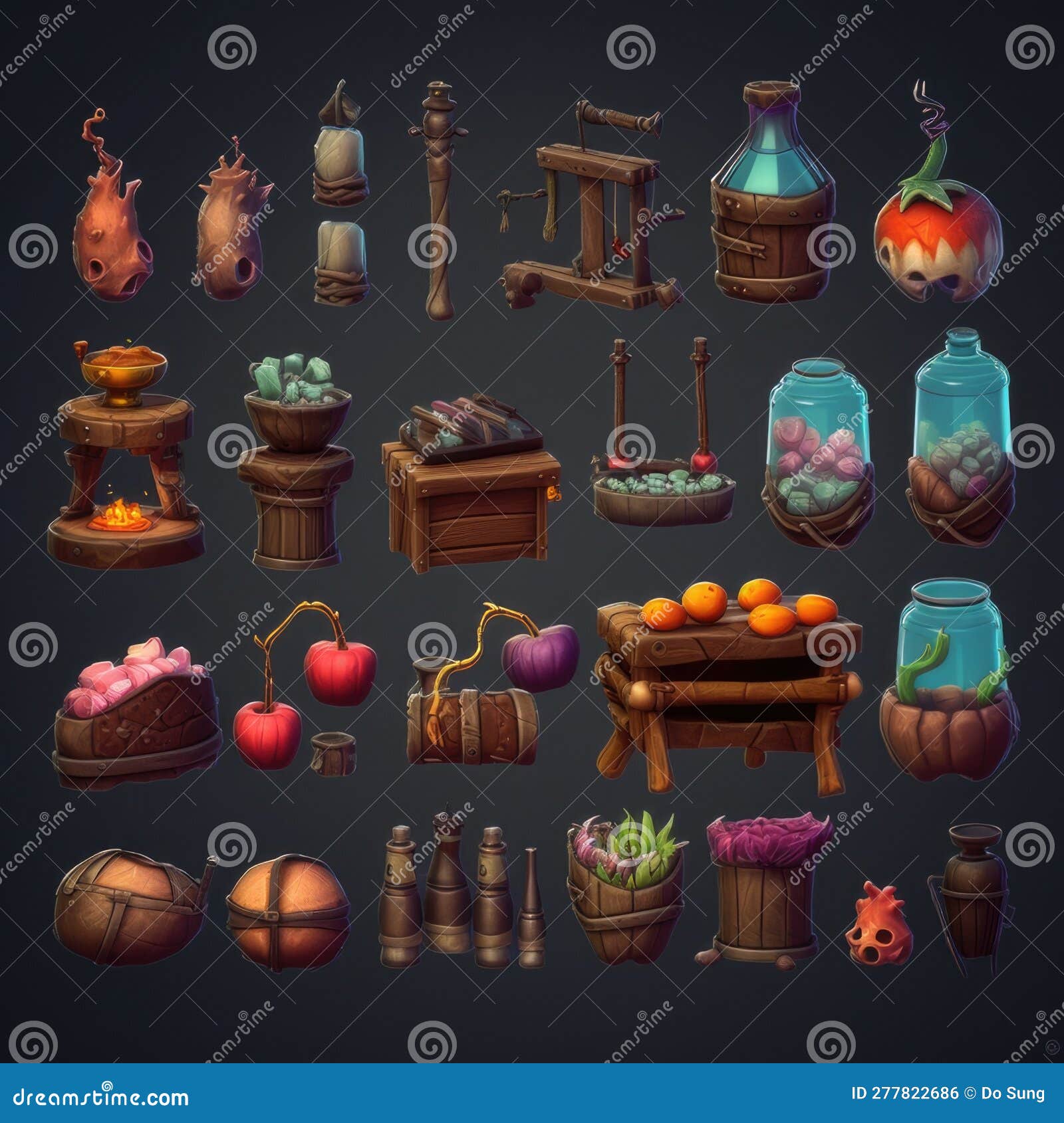 Item game 2d stock illustration. Illustration of variety - 277822686