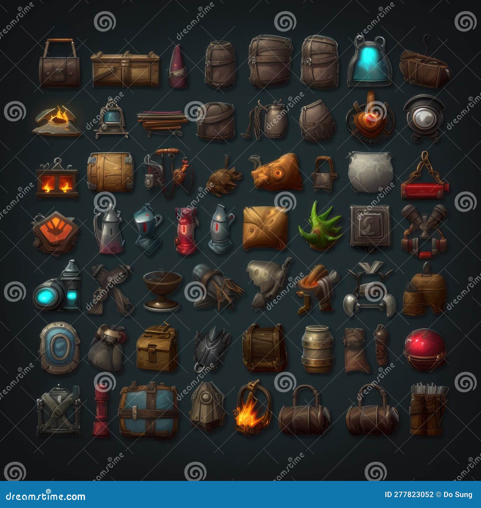 Item game 2d stock illustration. Illustration of items - 277823052